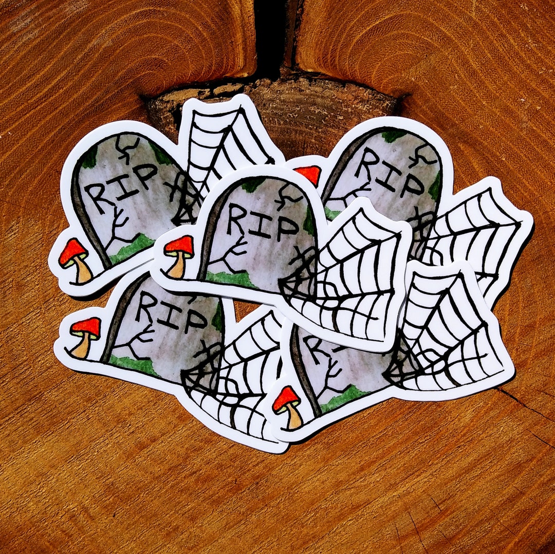 Halloween Headstone RIP Sticker, Vinyl Sticker, Headstone, Toadstool ...