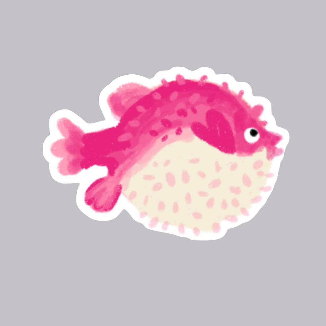 Pufferfish Weatherproof Vinyl Sticker - Matte Finish - Etsy