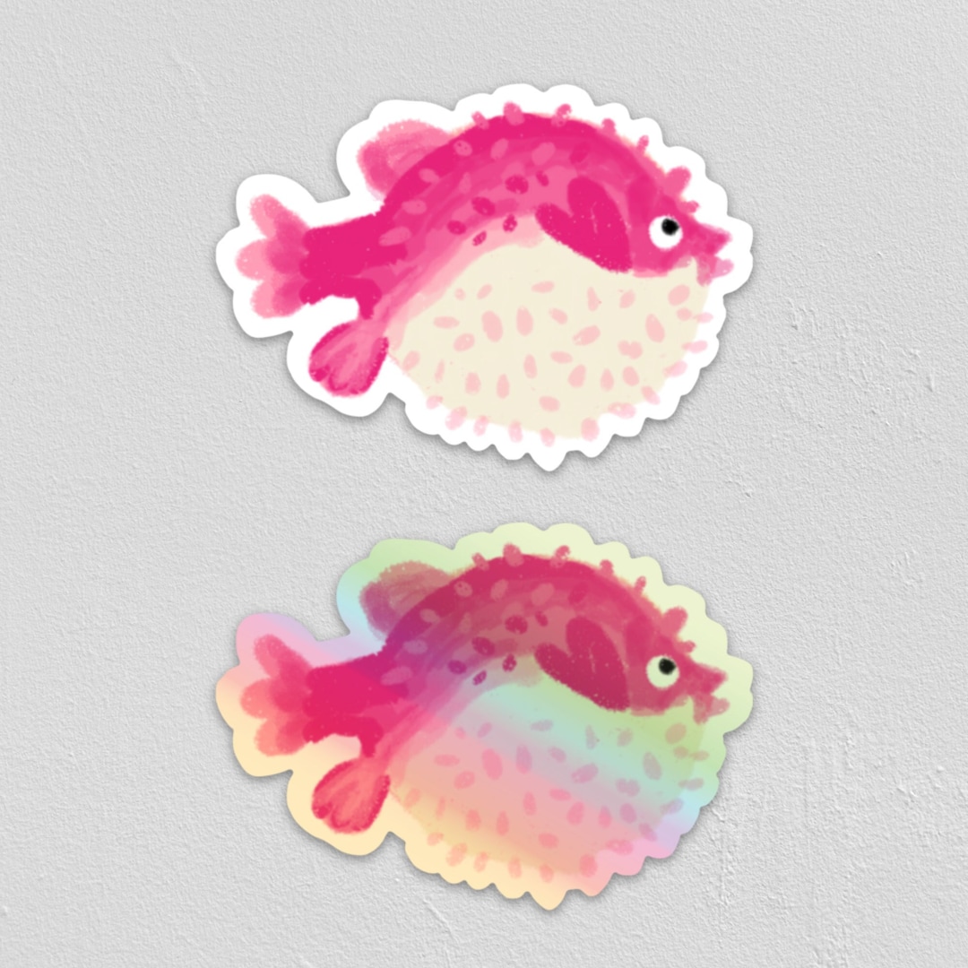 Pufferfish Weatherproof Vinyl Sticker - Matte or Holographic - Etsy
