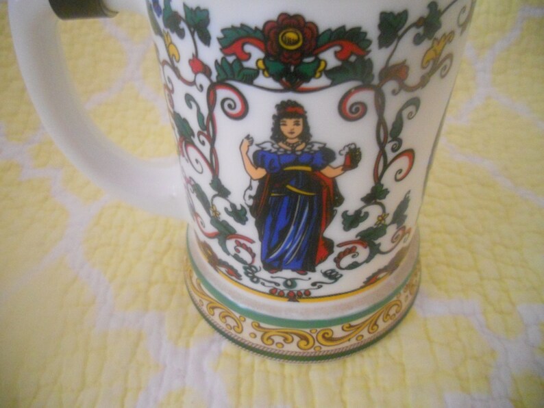 Vintage BMF Bierseidel Lidded Beer Stein. Original Milk Glass Beer Mug ...