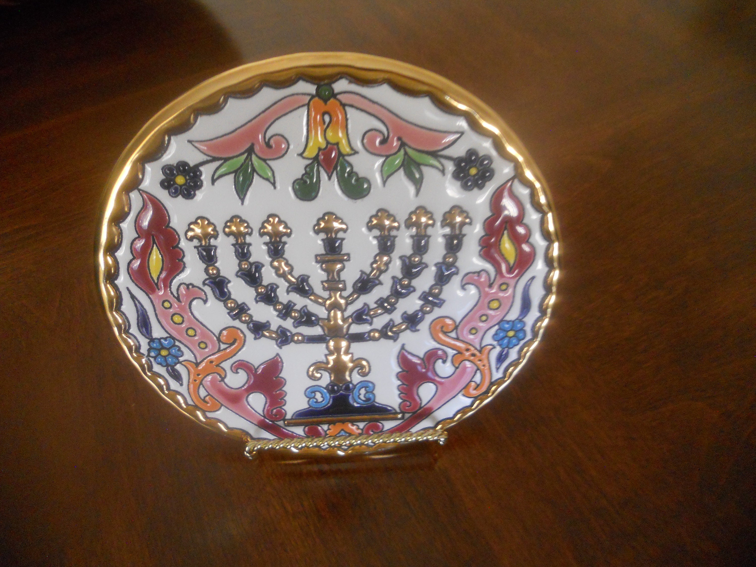 Vintage Cearco Judaica Menorah Wall Plate. 24K Gold Plate Made - Etsy