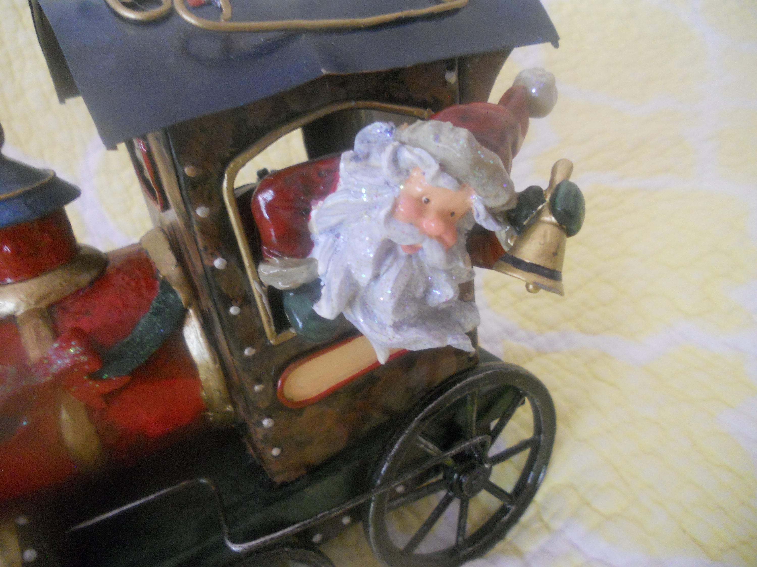 Vintage Tin Model Locomotive With Santa Claus Inside. Hand Painted ...