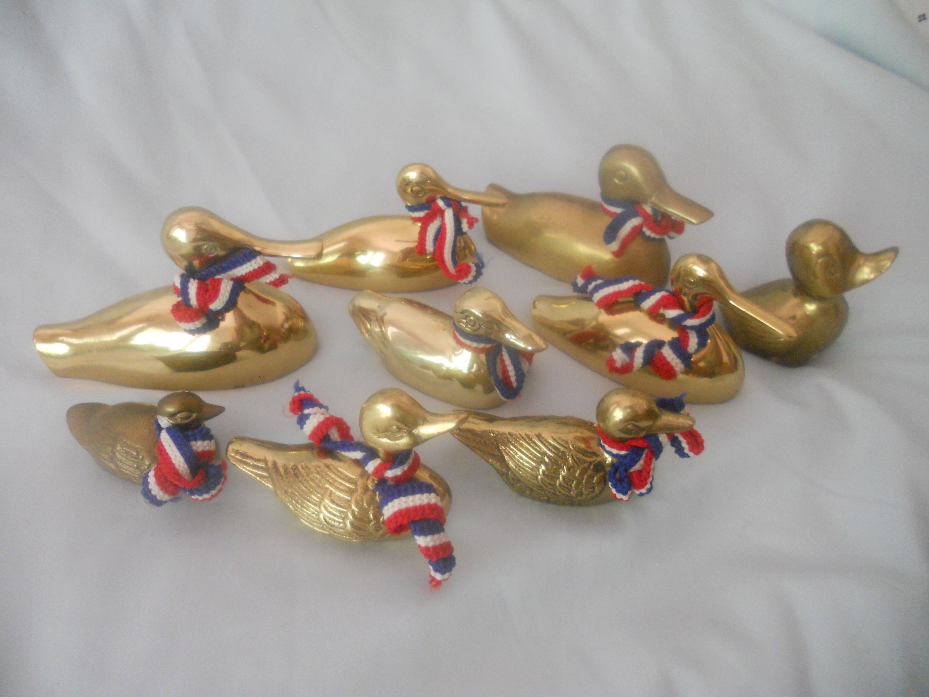 Vintage Solid Brass Ducks Set of 9. Brass Duck Figurines Paperweight ...