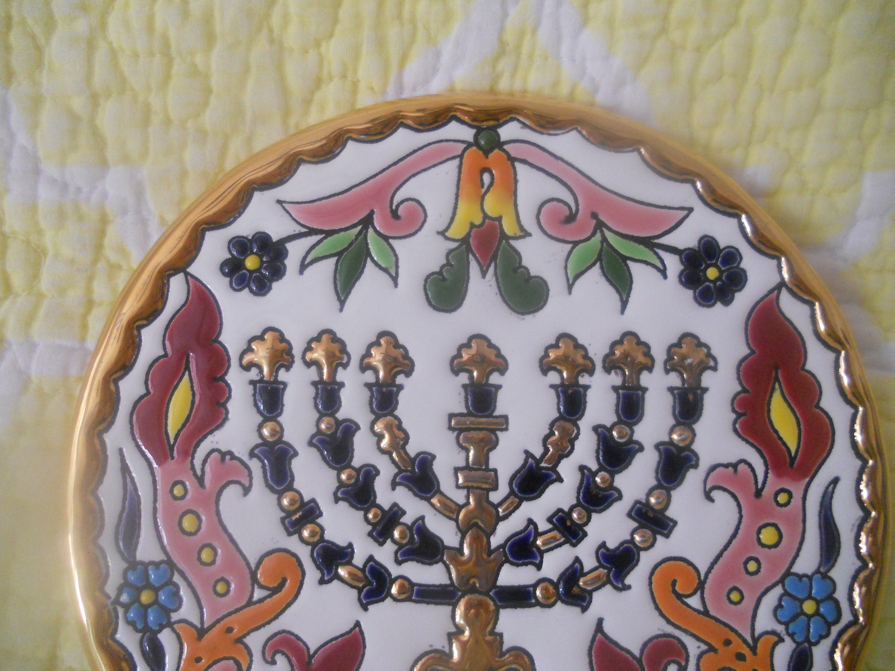 Vintage Cearco Judaica Menorah Wall Plate. 24K Gold Plate Made - Etsy