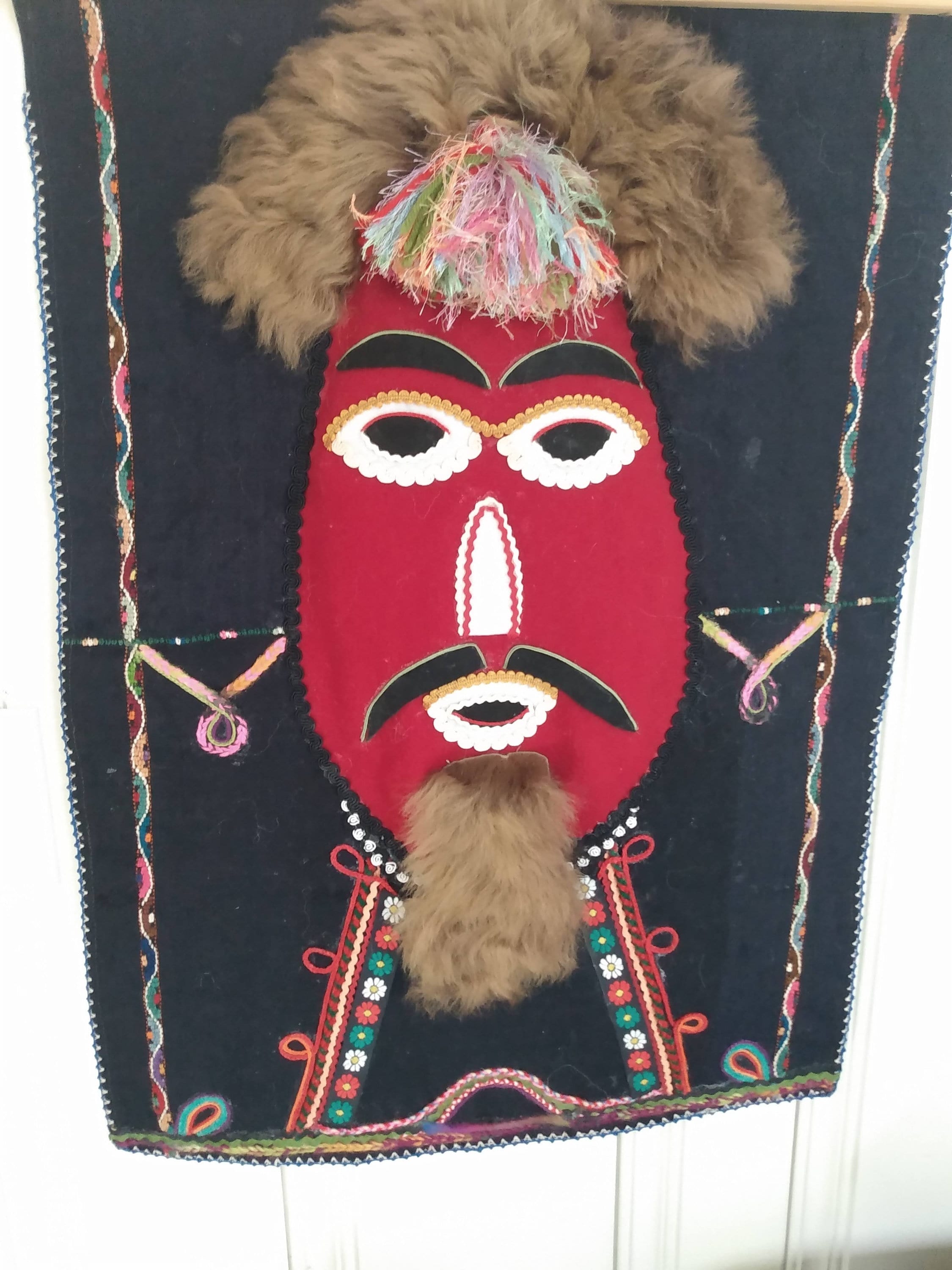 Traditional Ethnic Folk Art Wall Panel. Bulgarian Ritual Magic Mask ...