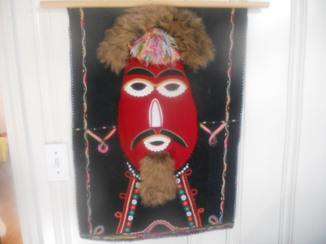 Traditional Ethnic Folk Art Wall Panel. Bulgarian Ritual Magic Mask ...