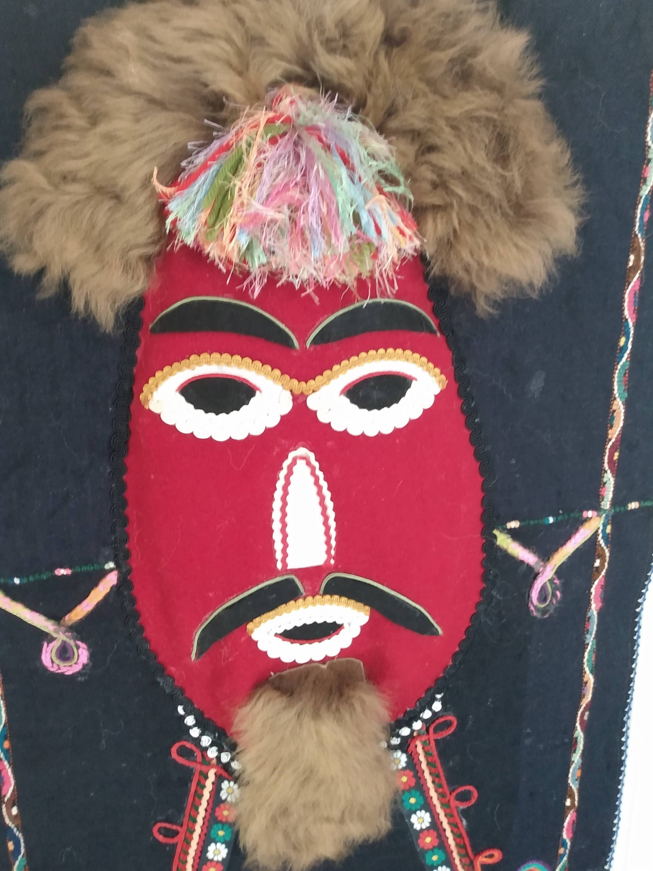 Traditional Ethnic Folk Art Wall Panel. Bulgarian Ritual Magic Mask ...