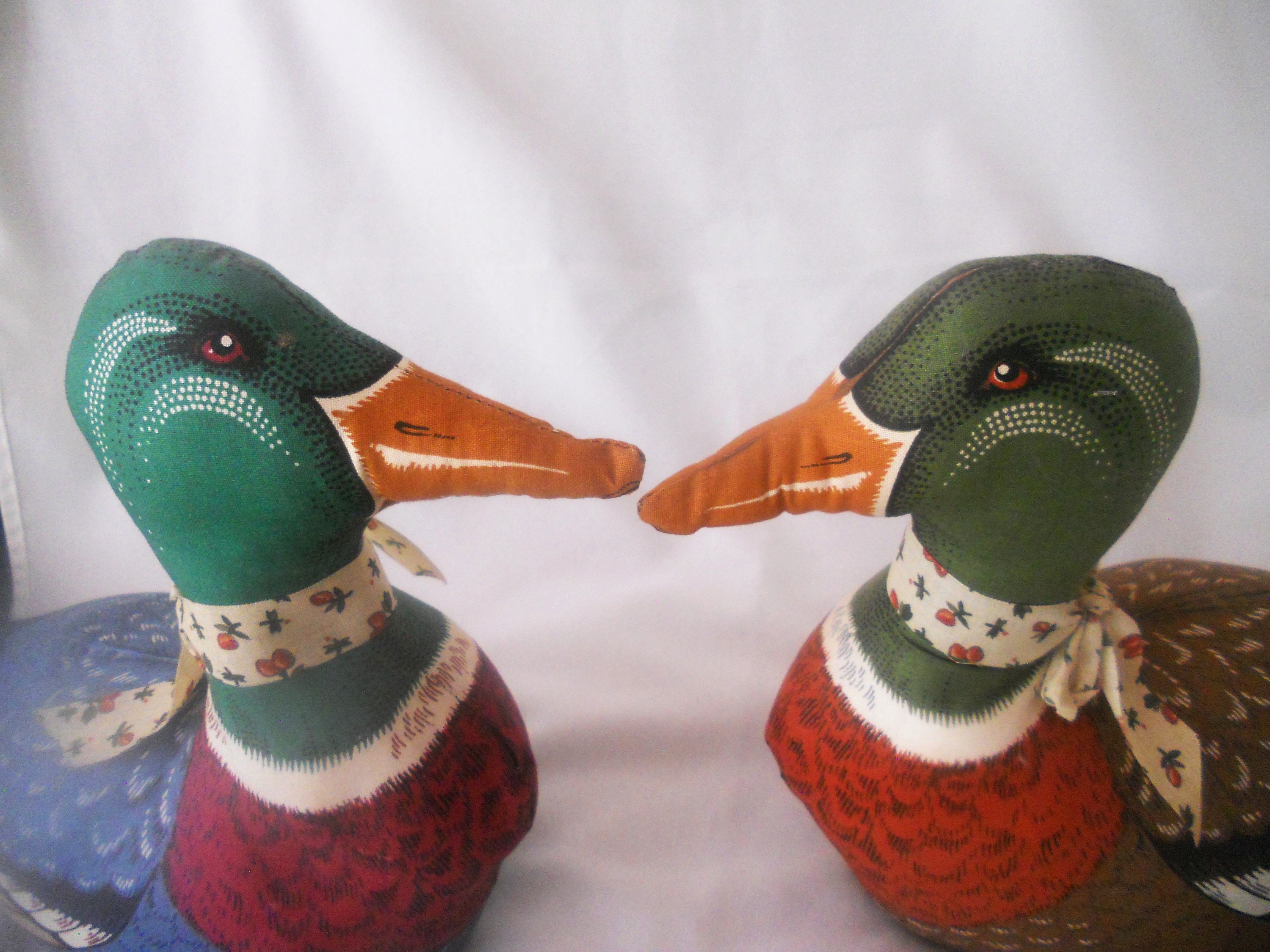 Vintage Mallard Ducks Set of Two. Multicolored Hand Made Stuffed Fabric ...