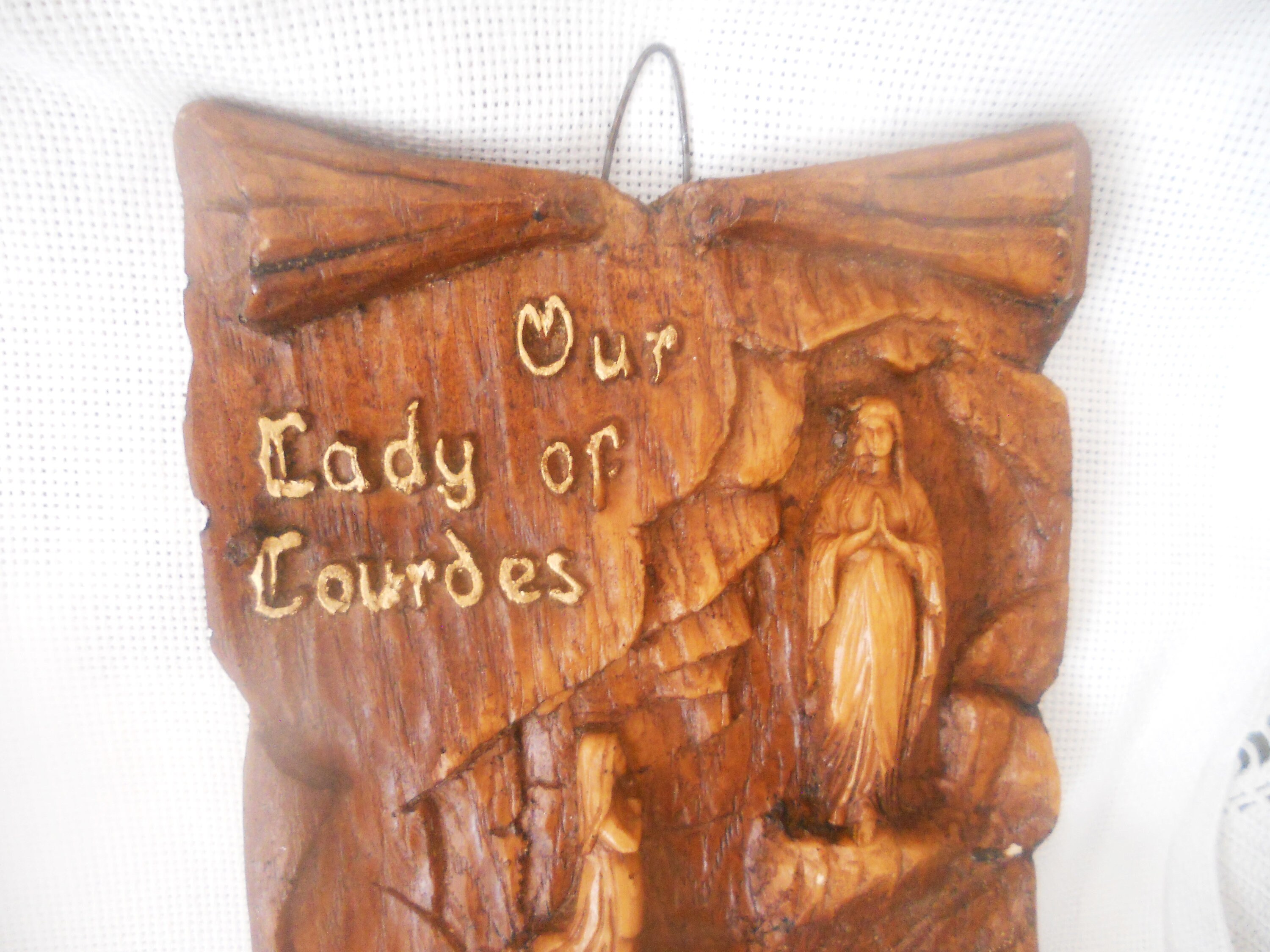 Vintage Lady of Lourdes Bless Our Home Resin Wall Panel. Christian ...