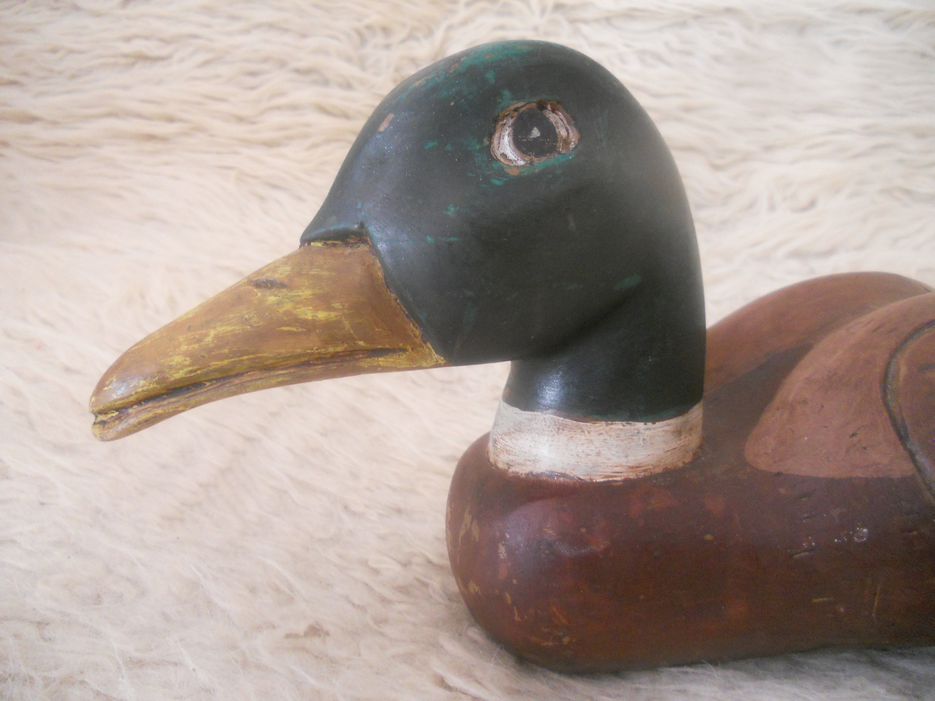 Big Wood Duck Sculpture 16.25 Inches Long.wooden Duck Decoy Figurine ...