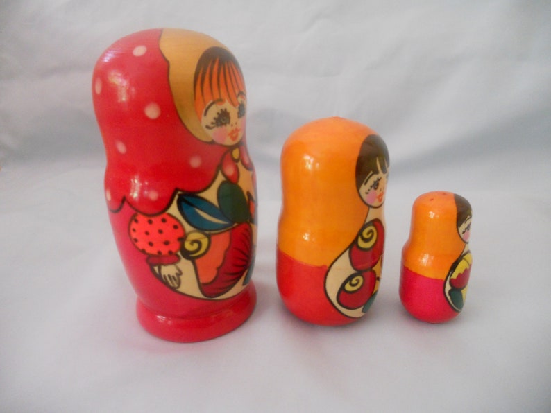 Authentic Vintage Russian 3 Pc Matryoshka Doll. Soviet Nesting Doll ...