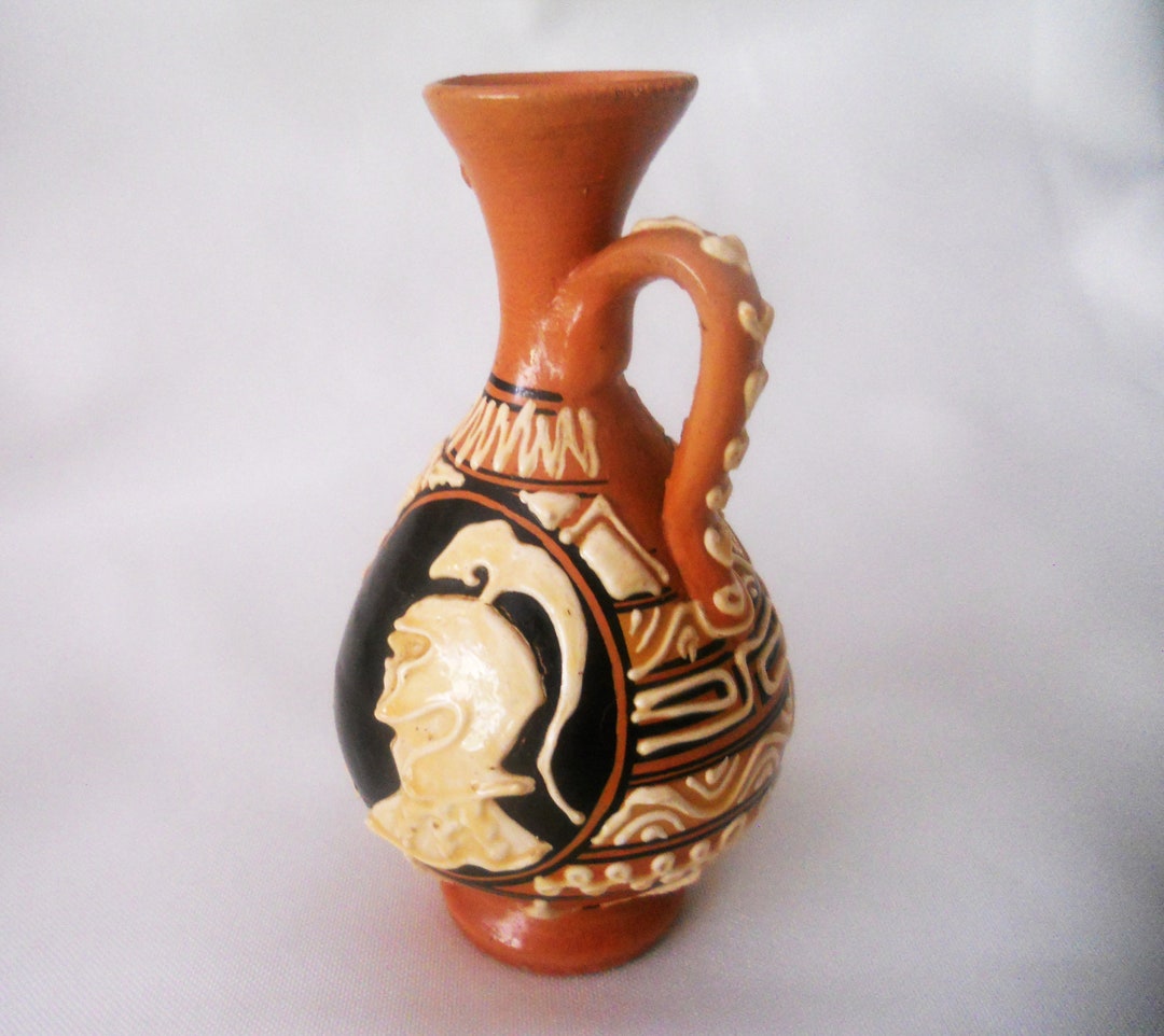 Greek Mini Amphora Souvenir. Vintage Ceramic Hand-painted 3D Amphora 4. ...