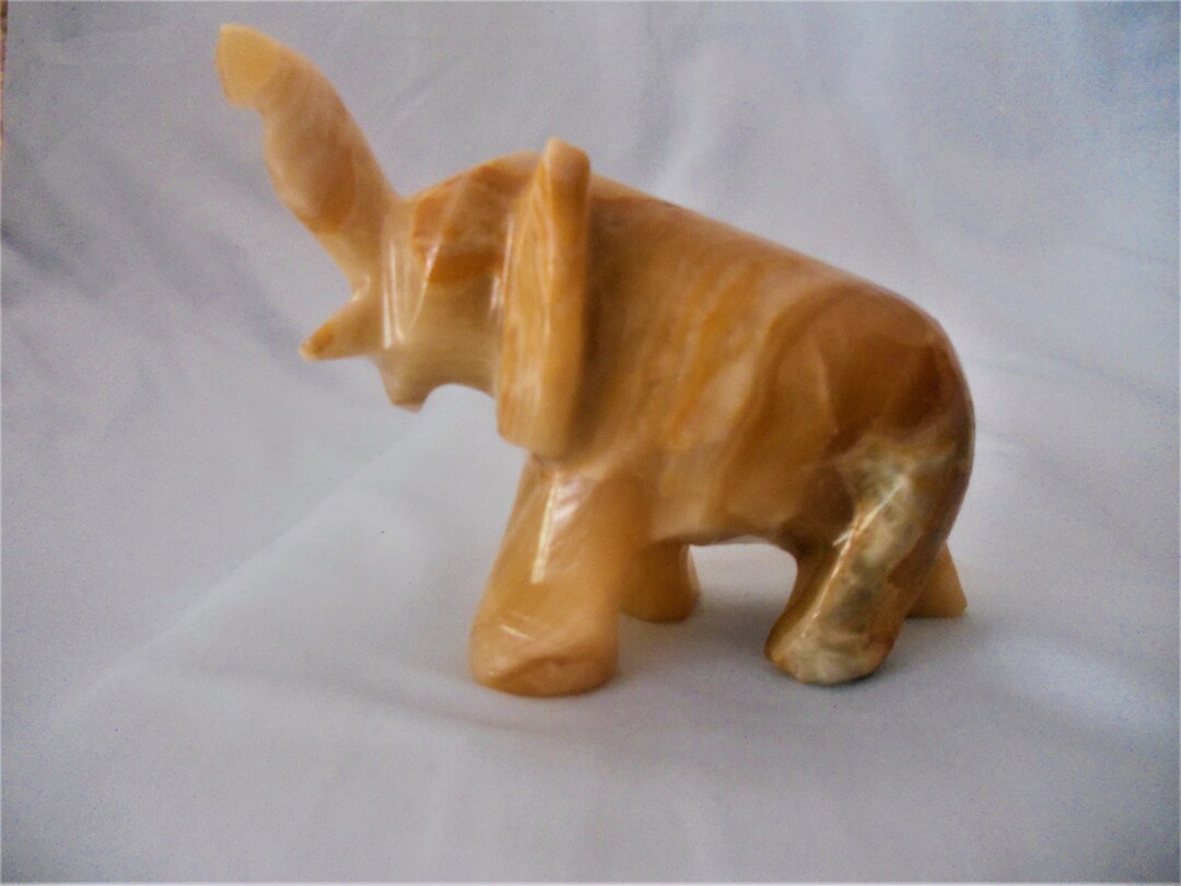 Vintage Marble Elephant Figurine. Hand Carved Alabaster Elephant ...