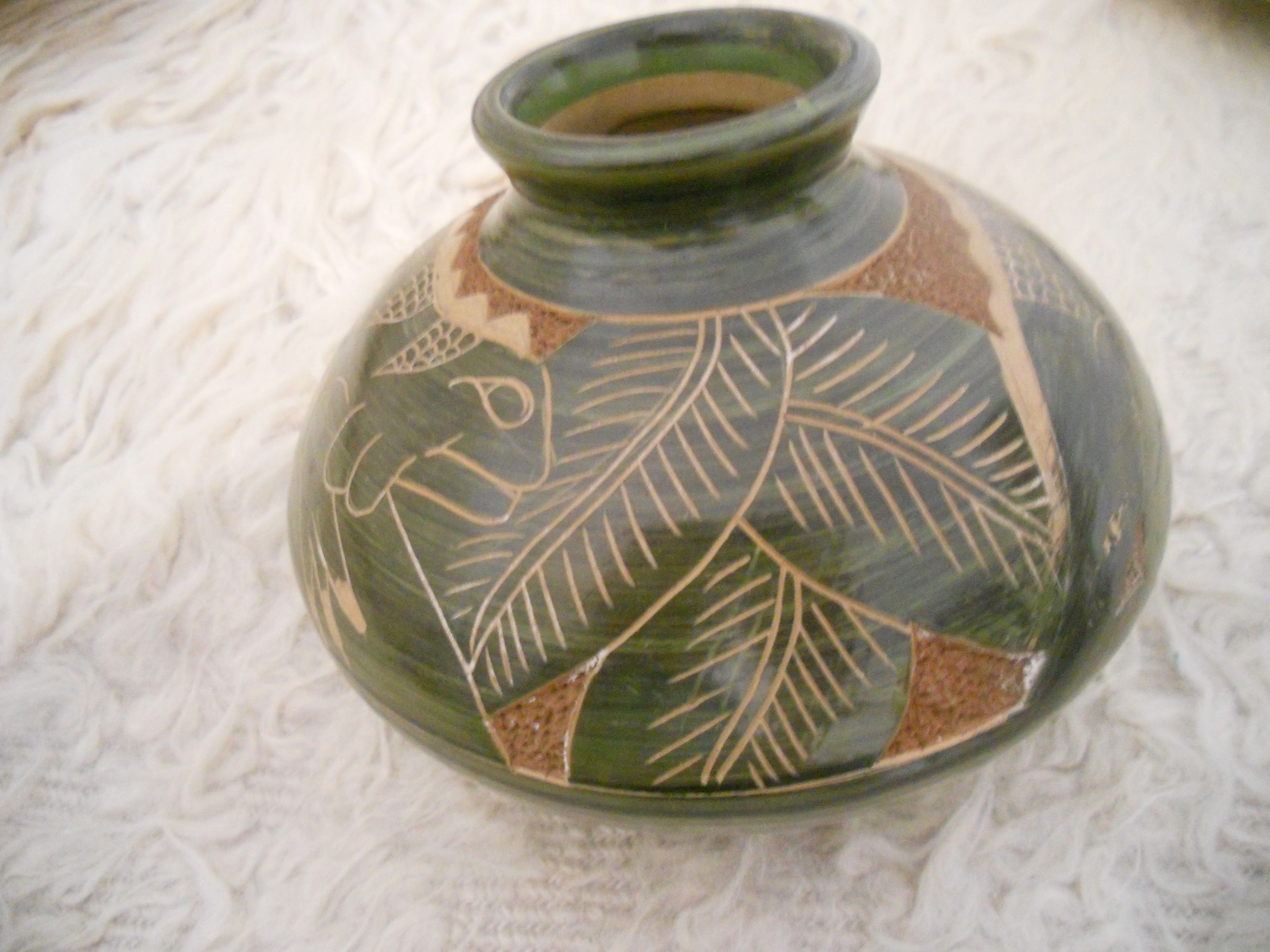 Vintage Sgraffito Pot Native American Style. Collectible Green | Etsy