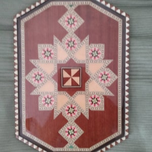 Vintage Taracea Tray. Handcrafted Inlaid Wood Marquetry Tray Made in Spain. Gift for Her ...