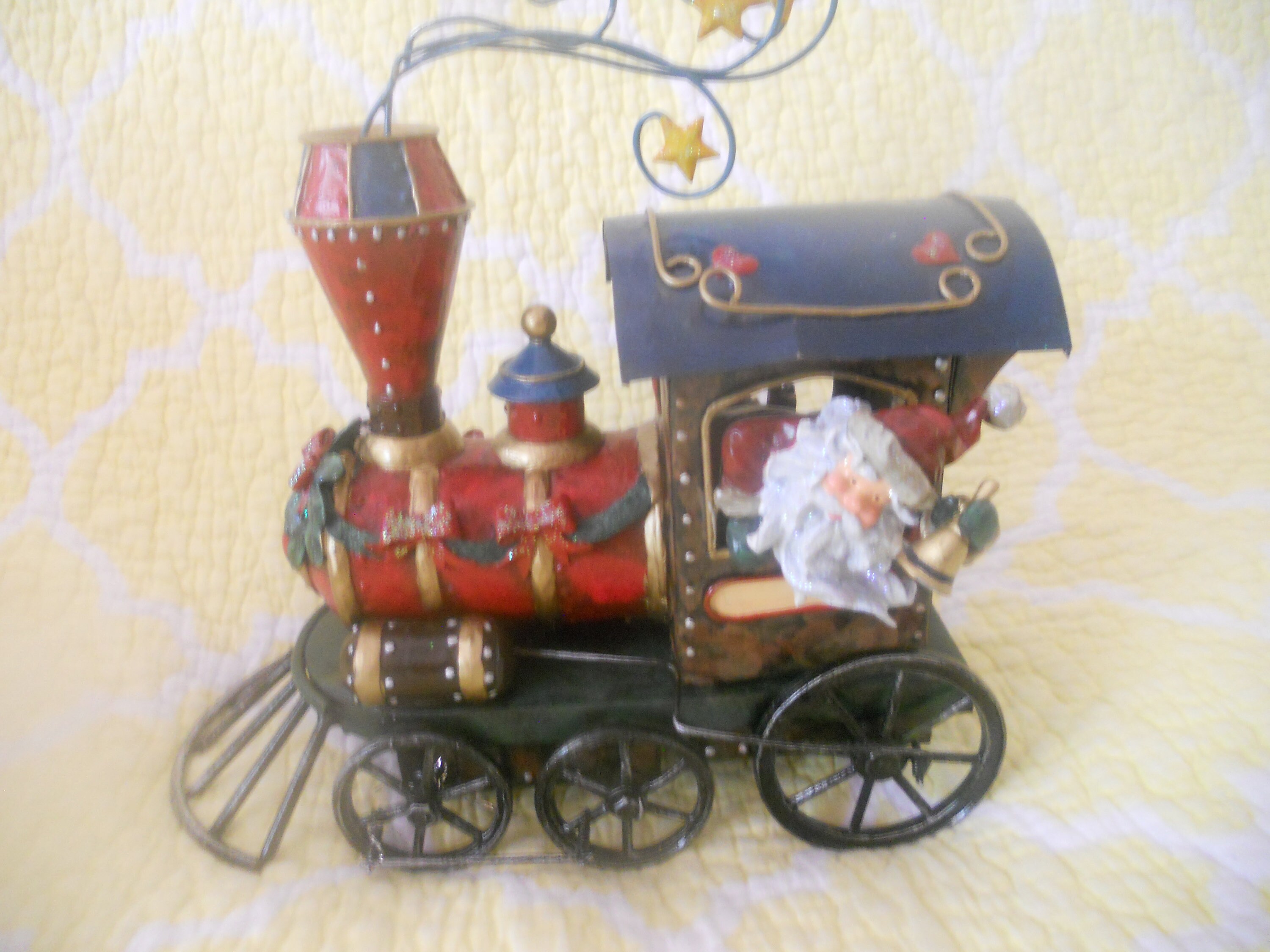 Vintage Tin Model Locomotive With Santa Claus Inside. Hand Painted ...