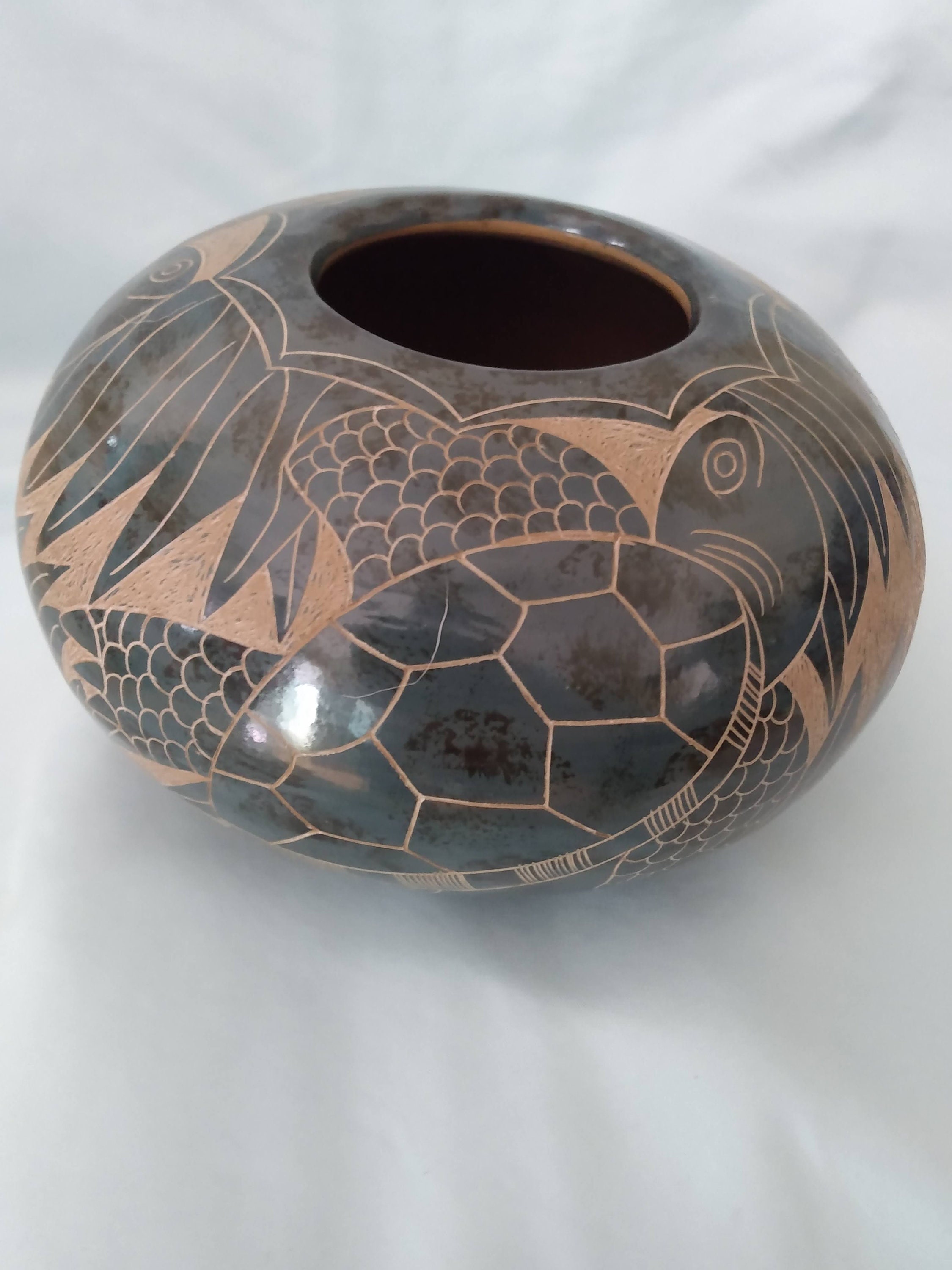 Vintage Sgraffito Pot Native American Style. Collectible Green - Etsy