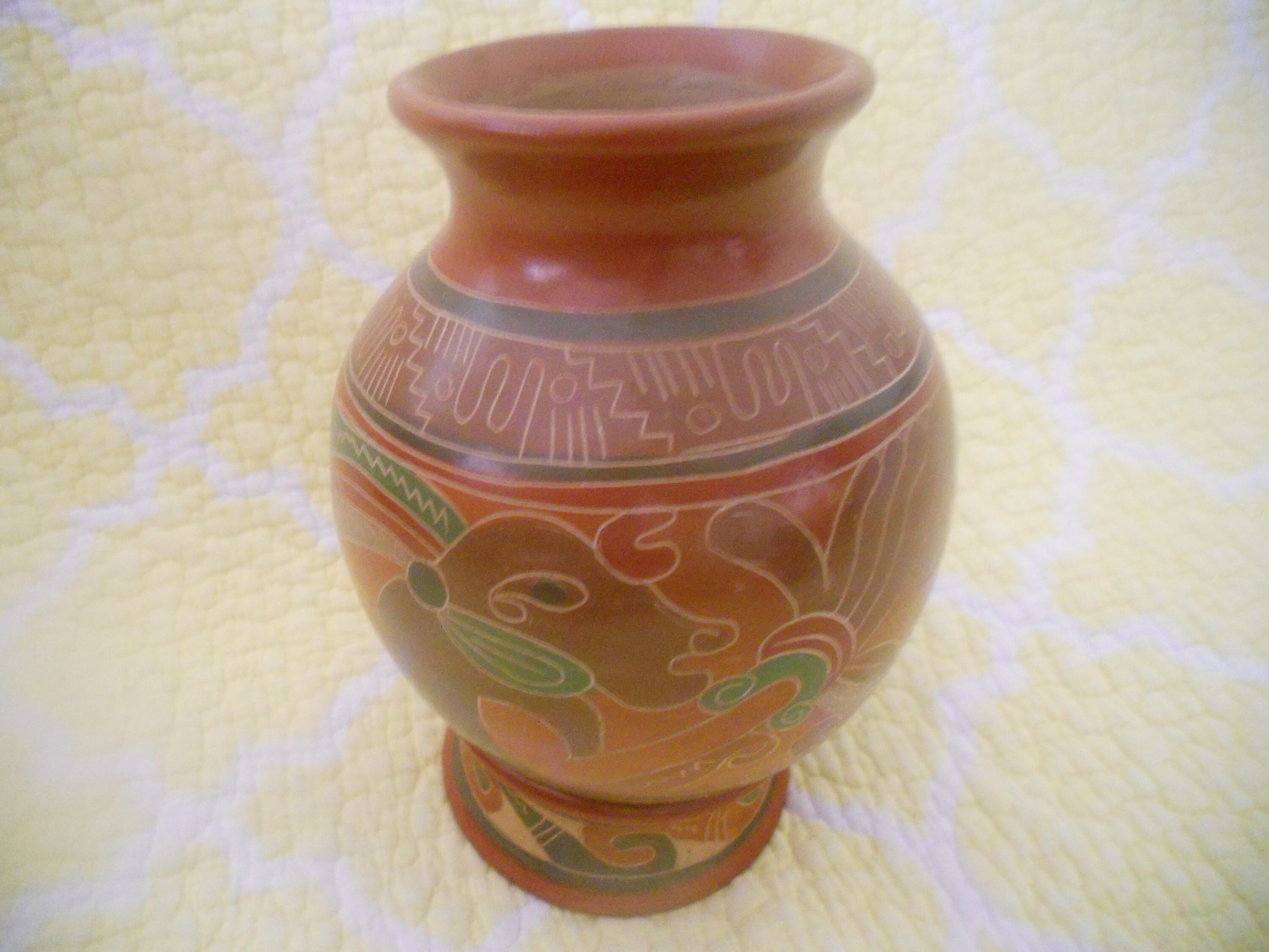Vintage Sgraffito Pot on a Stand. Native American Style. Collectible ...