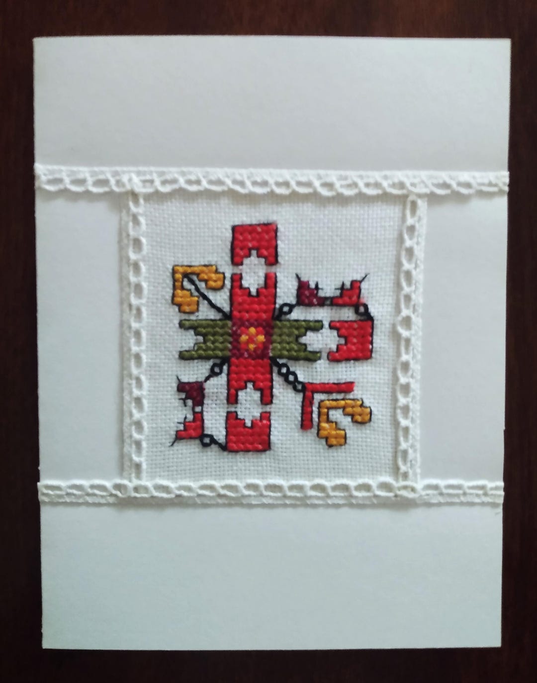 Embroidered Bulgarian Folk Greeting Card .cross Stitch Art .tribal ...