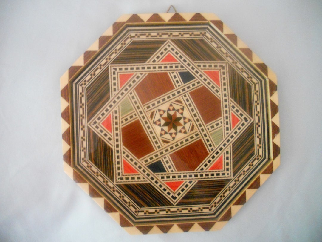 Taracea Wall Hanging.octagonal Marquetry Inlaid Hanging. Original Taracea Made in Granada. Hecho ...