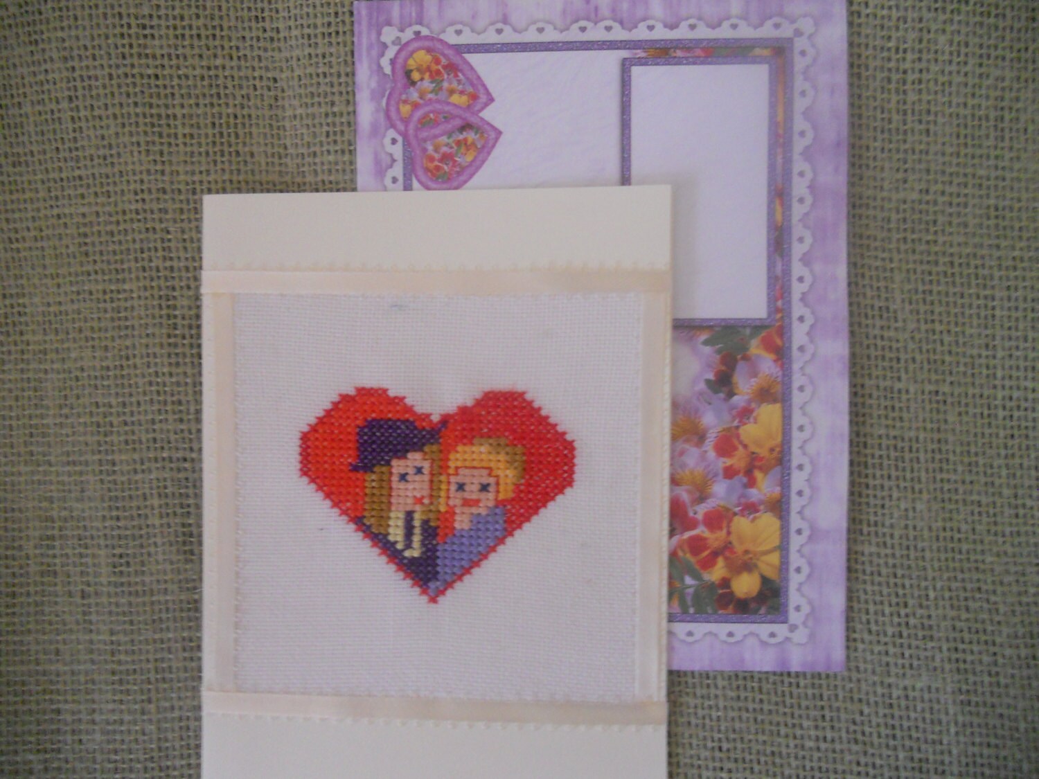 Cross Stitch Red Heart Greeting Card.me and You Forever Unique Hand ...