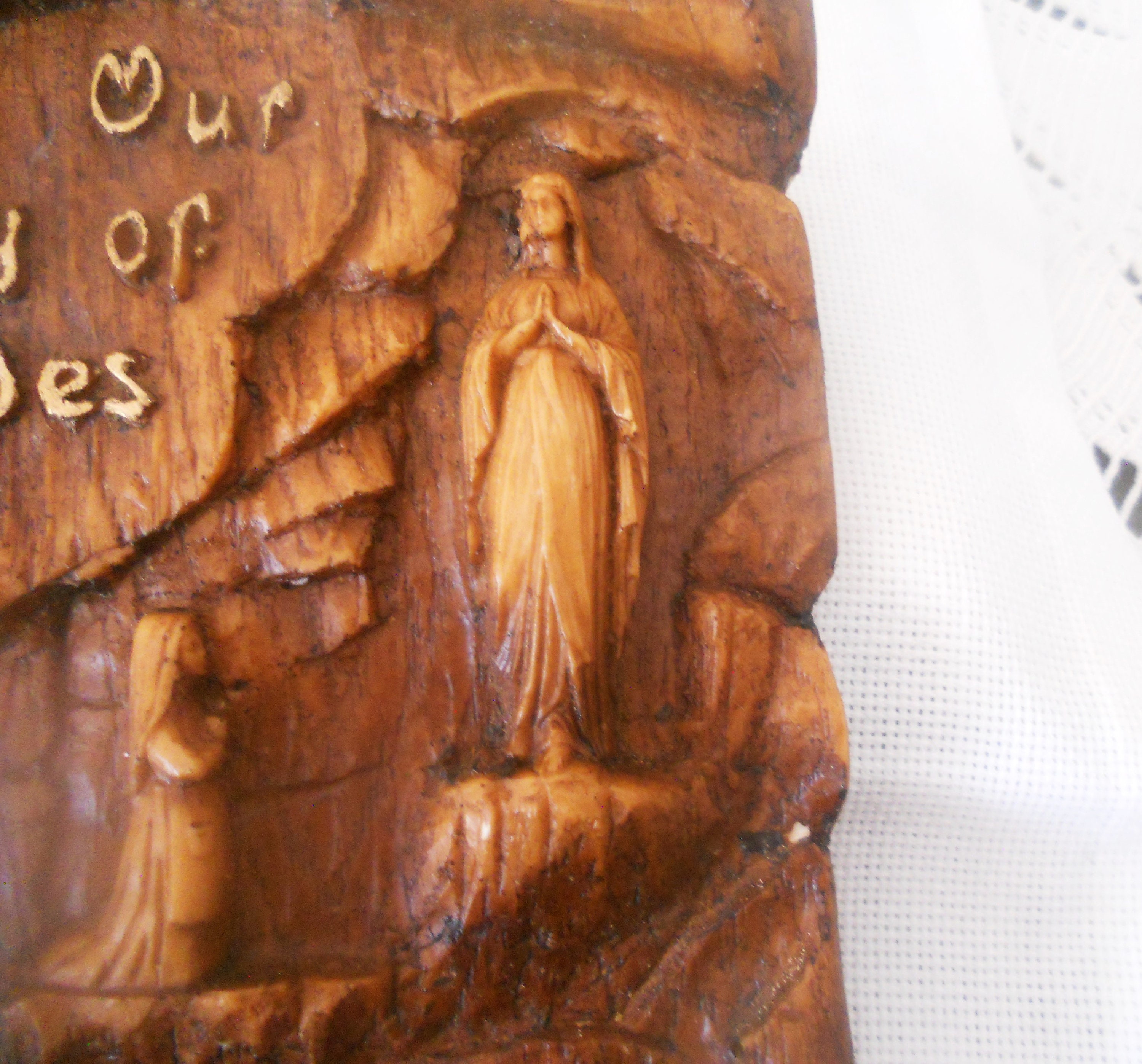 Vintage Lady of Lourdes Bless Our Home Resin Wall Panel. Christian ...