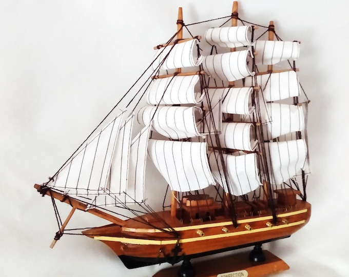 Vintage Wooden Ship Model Confection 12.5 '' Long. Collectible Ship ...
