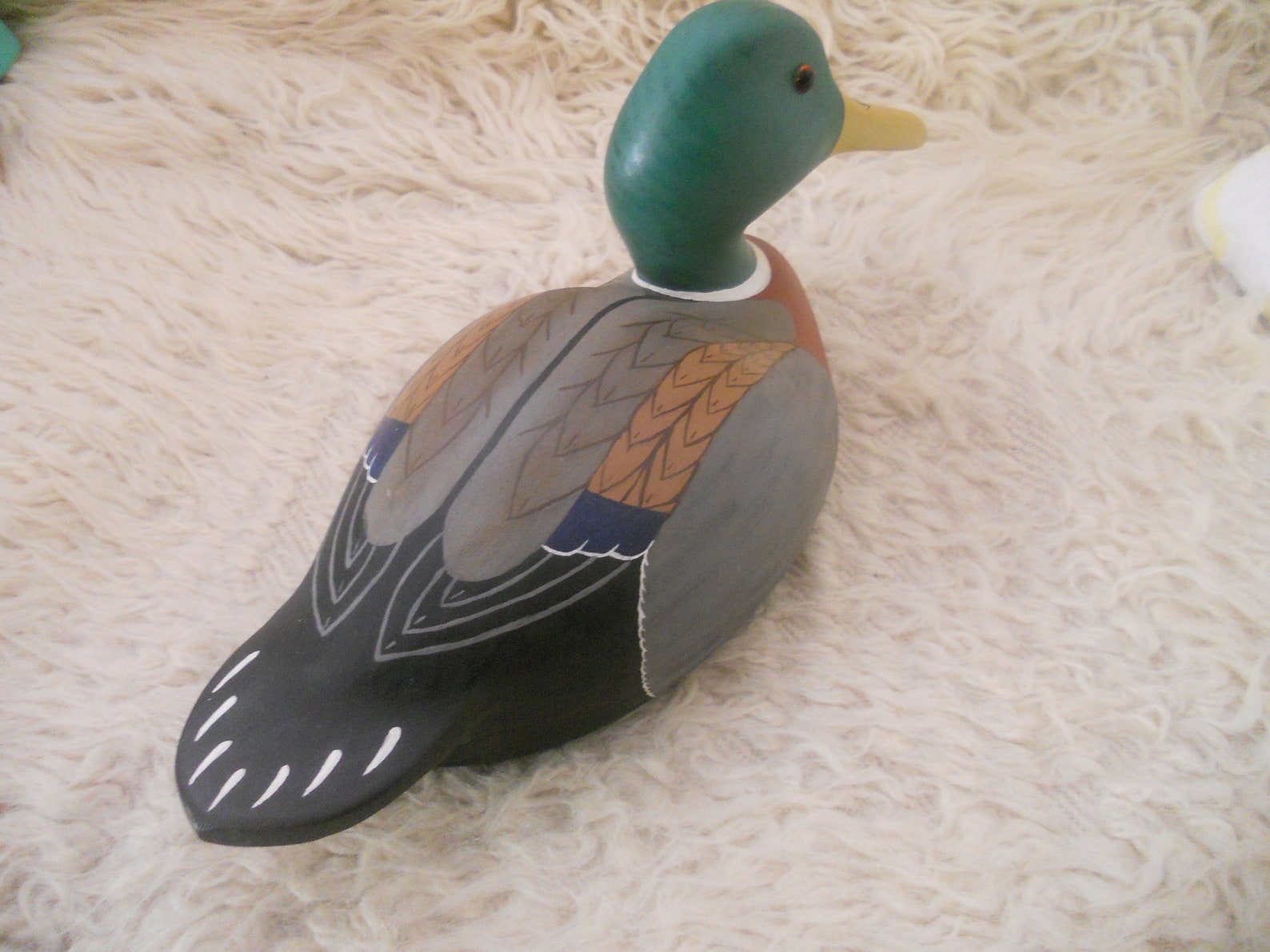 Vintage Drake Wood Duck Sculpture. Big 13.5 Inches Wooden Collectible ...