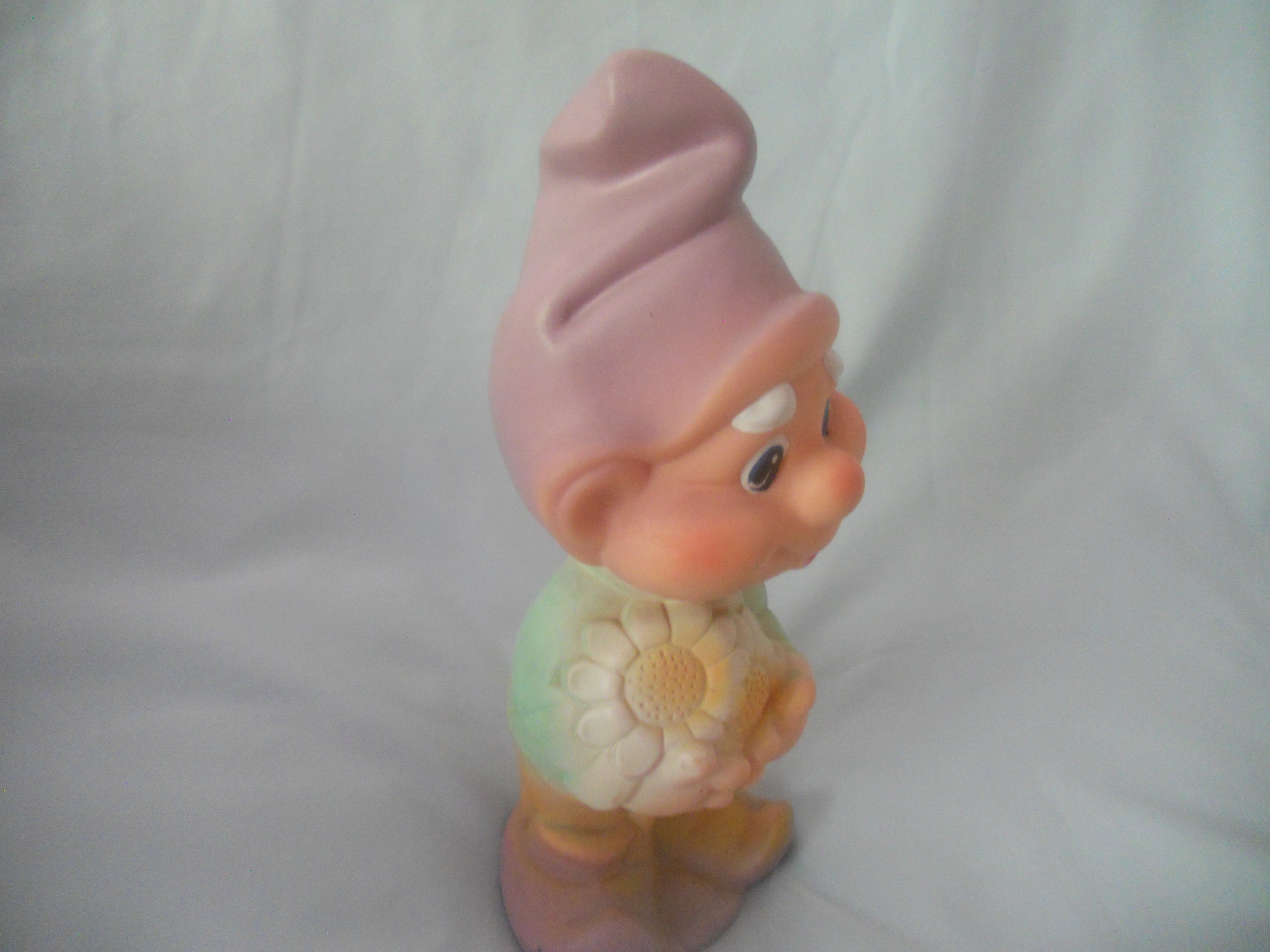 Vintage Rubber Gnome Toy. Rubber Dwarf With Flowers. Kid's Gift. Kid's ...
