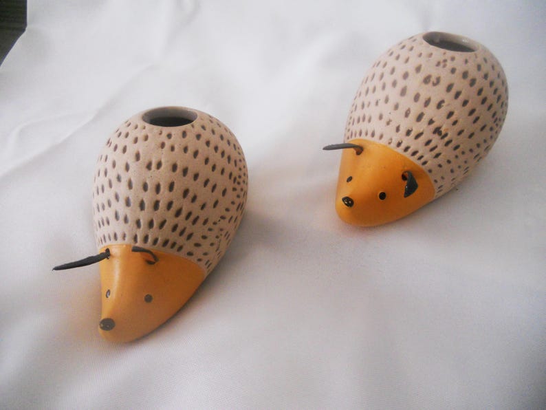 Vintage Ceramic Hedgehog Vase Set of Two. Animal Art. Home Office ...