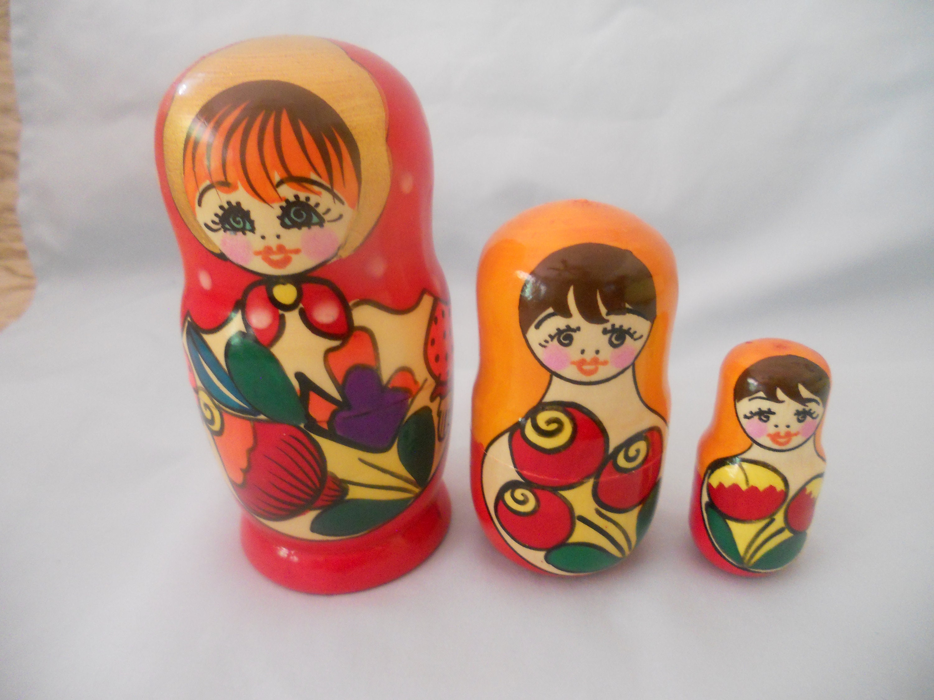 Authentic Vintage Russian 3 Pc Matryoshka Doll. Soviet Nesting Doll ...