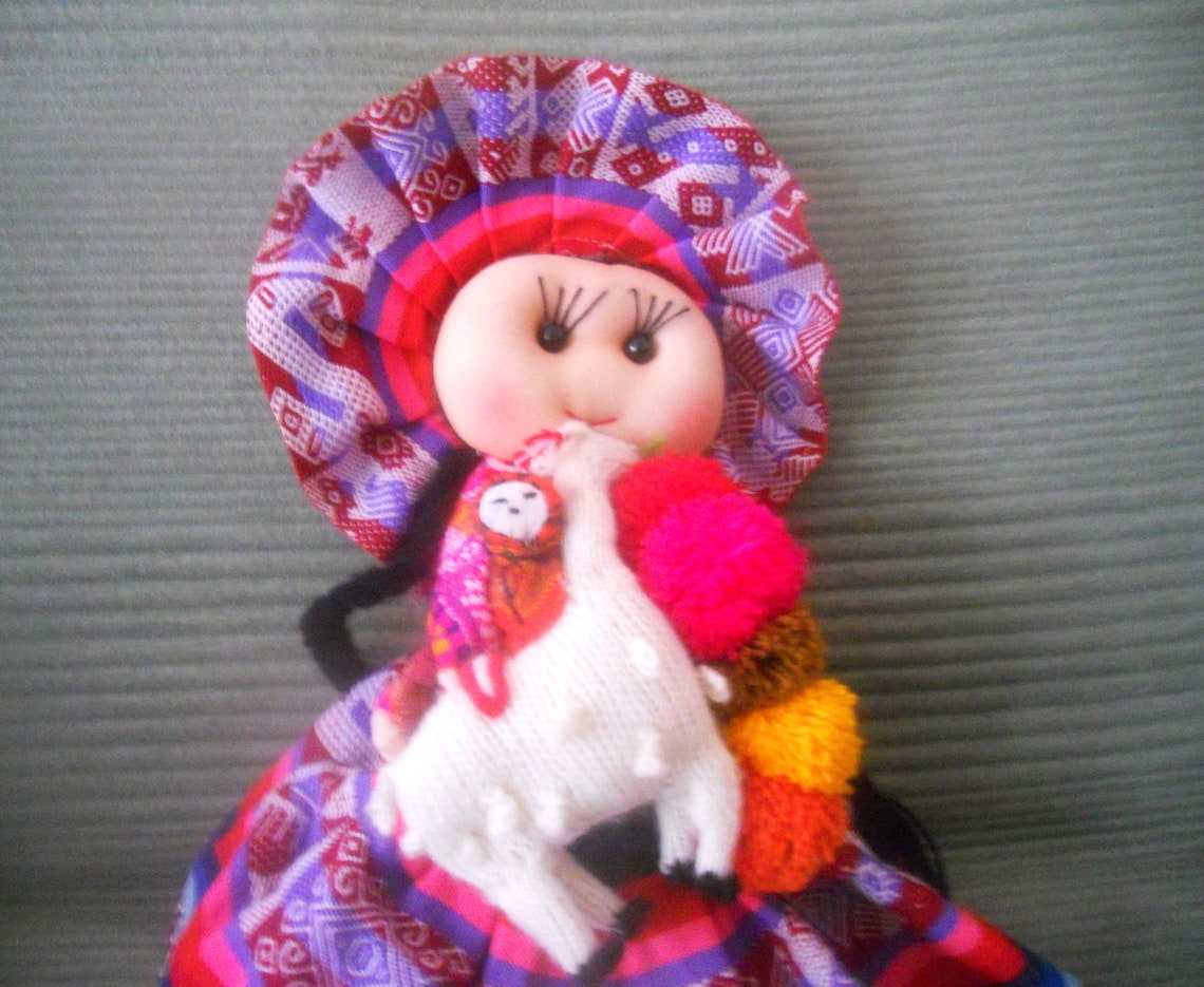Handmade Peruvian Rag Doll With a Baby and Llama. 17.5''tall Toy Doll ...
