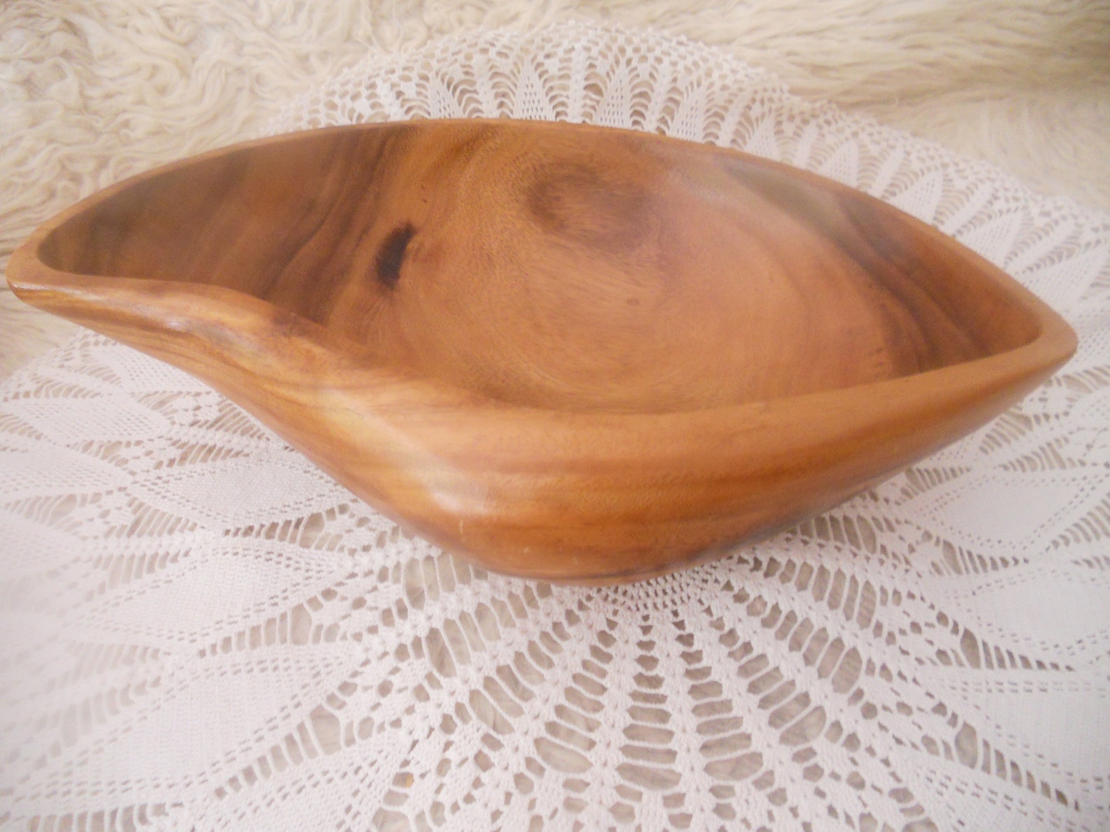 Vintage Monkey Pod Salad Serving Set of Nine. One Big Wooden Bowl and ...