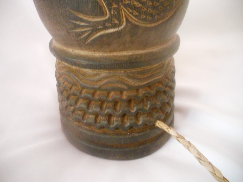 Vintage Ethnic Drum.hand Carved Wooden Drum With Lizard .traditional ...