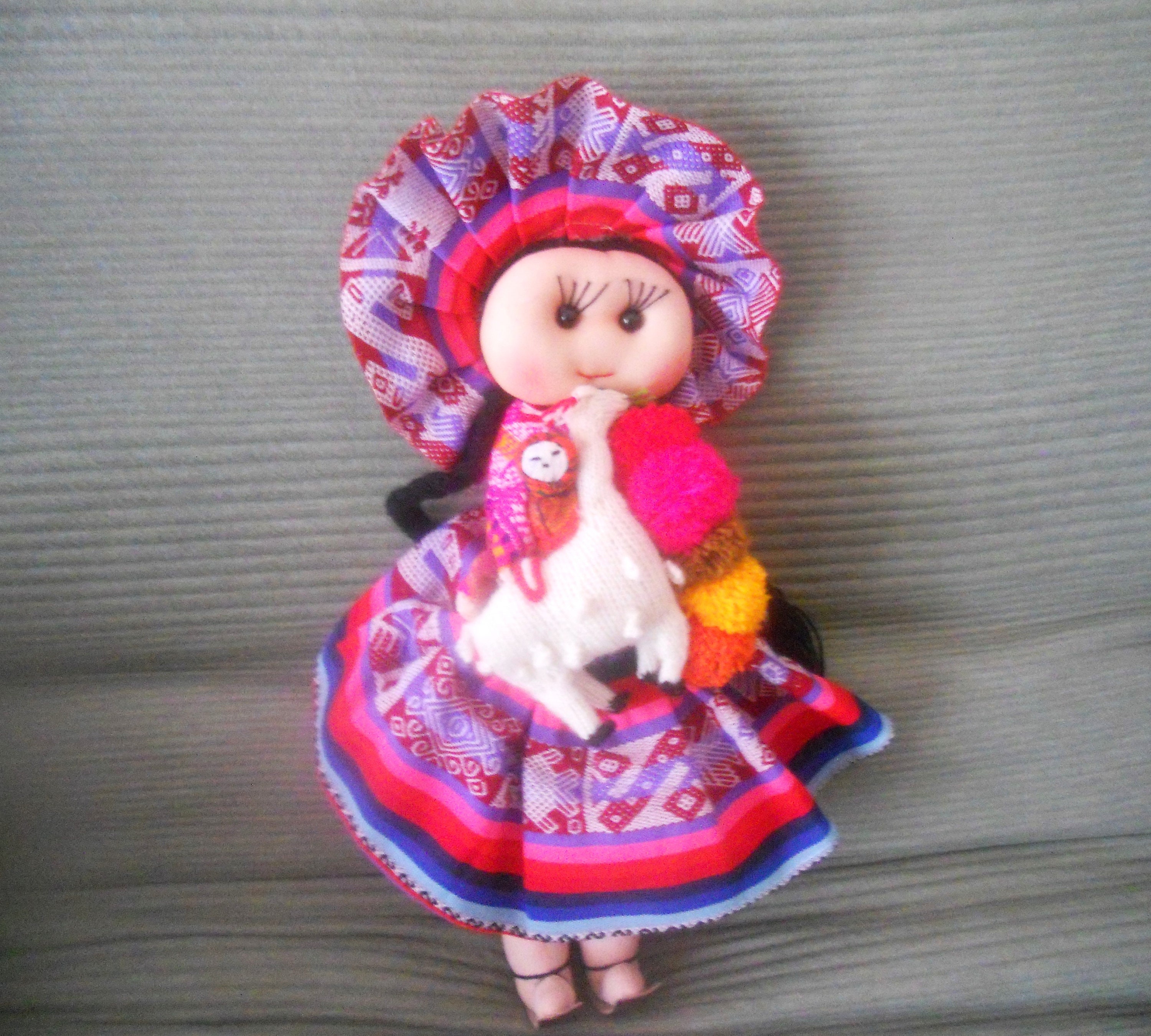 Handmade Peruvian Rag Doll With a Baby and Llama. 17.5''tall Toy Doll ...
