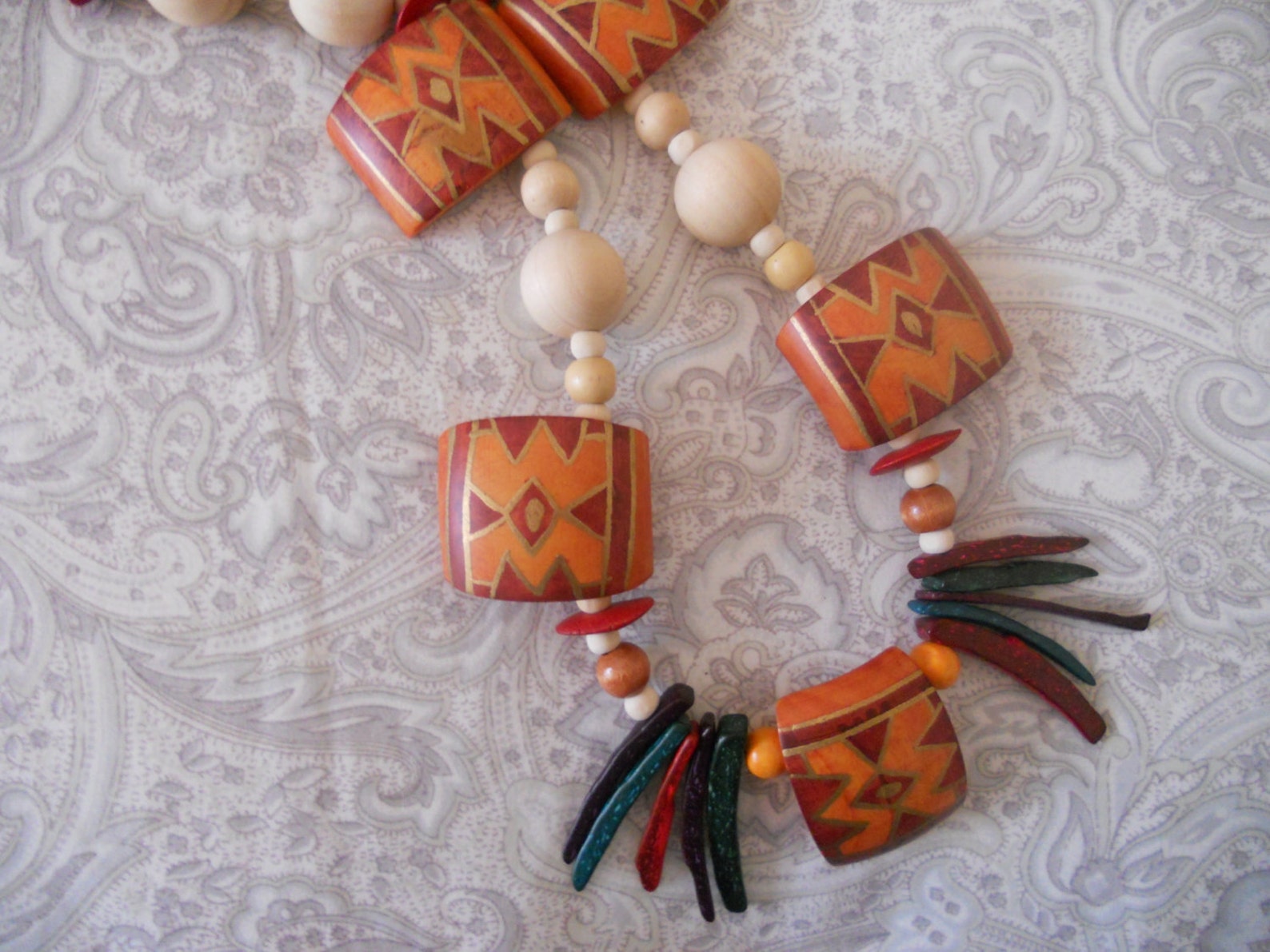 Native American Style Necklace. Wooden Beaded Necklace. Statement ...