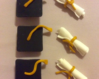 Graduation Scroll and Cap Cupcake Icing Wafer Card or Wafer Toppers ...