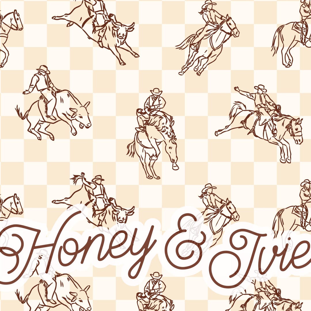 Ivory and Brown Rodeo Checkerboard. Check. Checkered. Seamless Pattern File. Cowboy Seamless ...