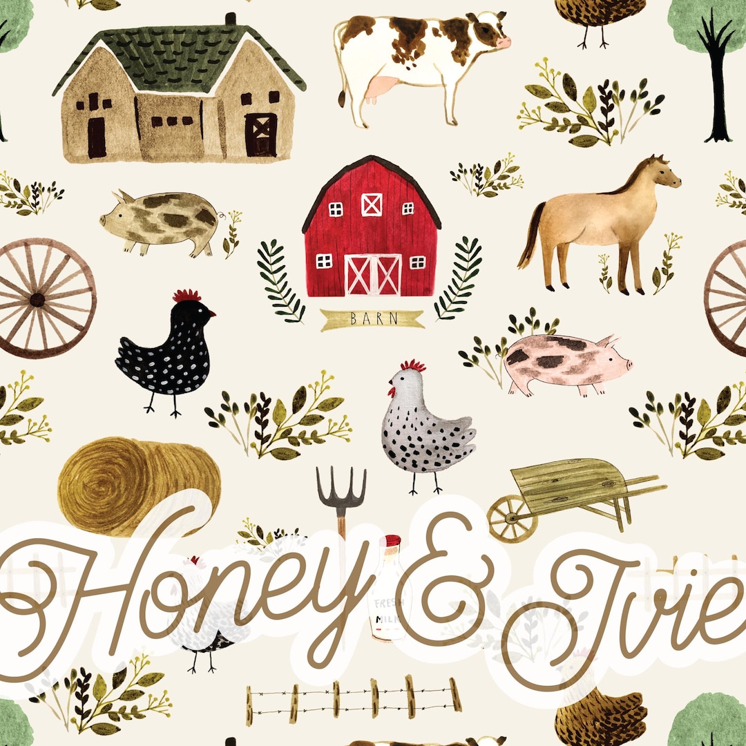 Farm Scene Buff. Seamless File. Digital Pattern. Seamless Pattern. Boy ...