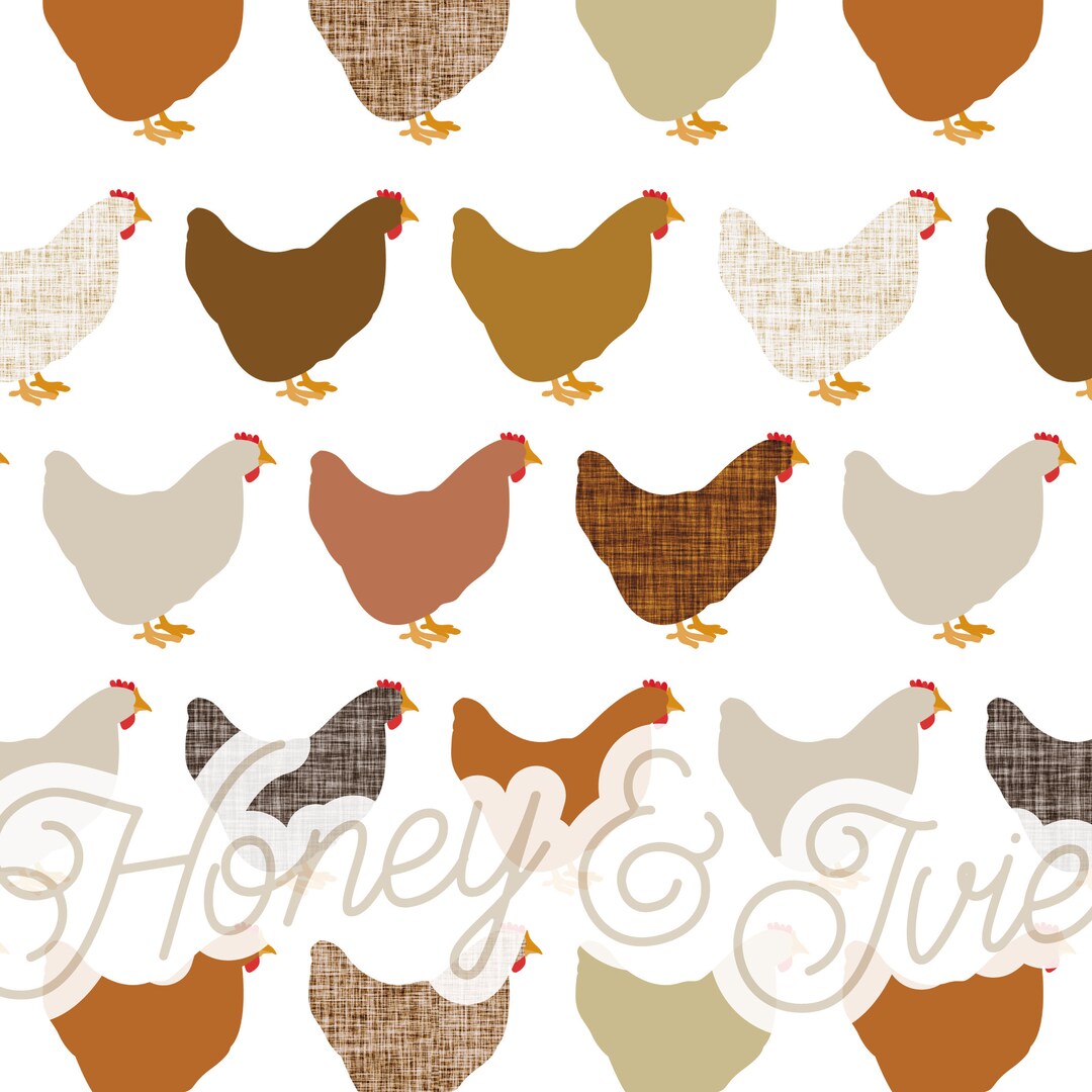Rust + Brown + Taupe Linen Chickens. Seamless File. Seamless Pattern ...