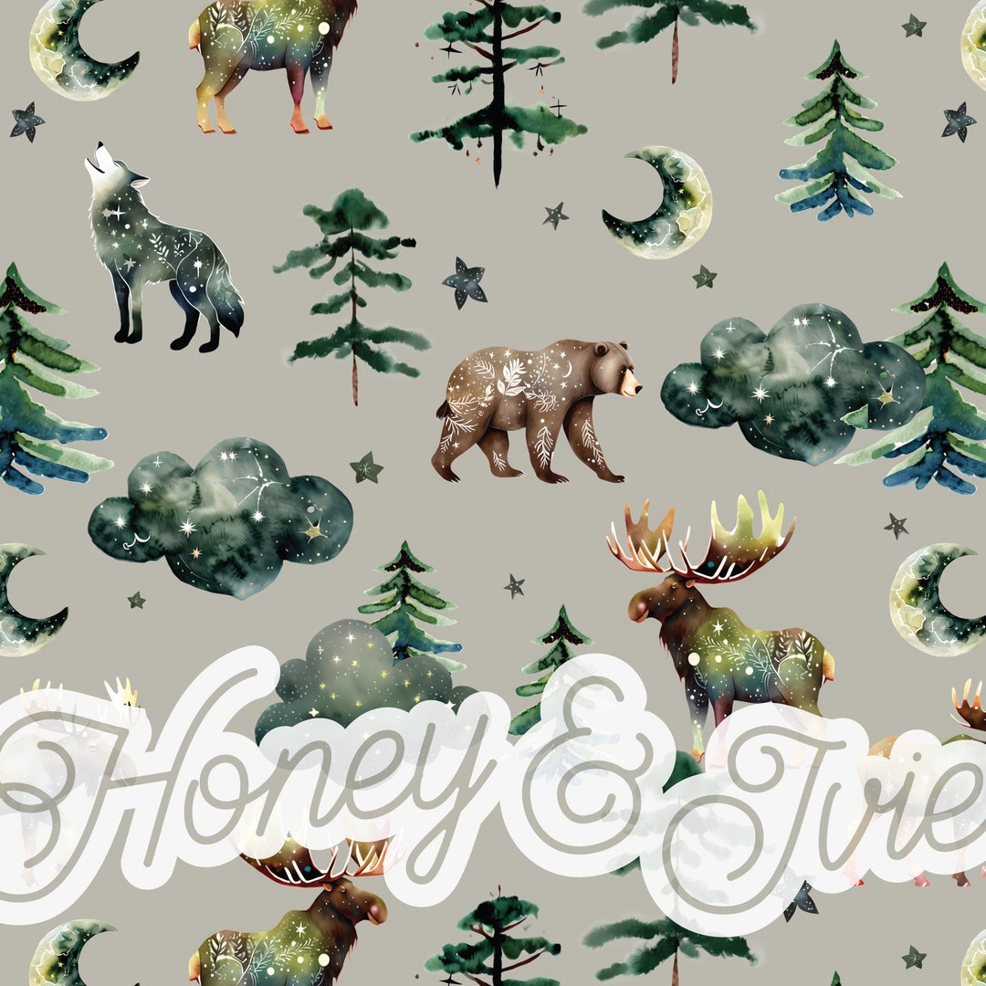 Folk Art Forest. Seamless. Digital Pattern. Seamless Pattern. Forest ...