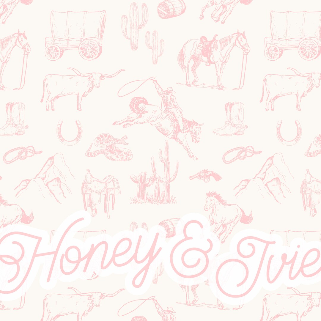 Cowboy Toile De Jouy Strawberry Blondie. Seamless File. Seamless ...