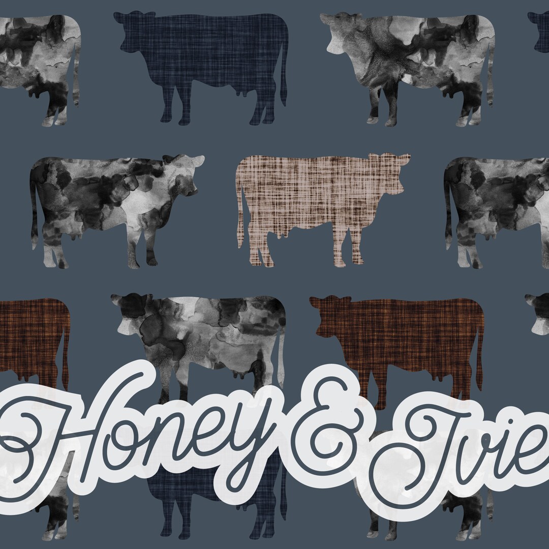 Navy Brown Black Linen Cows. Seamless File. Seamless Pattern. Cow ...