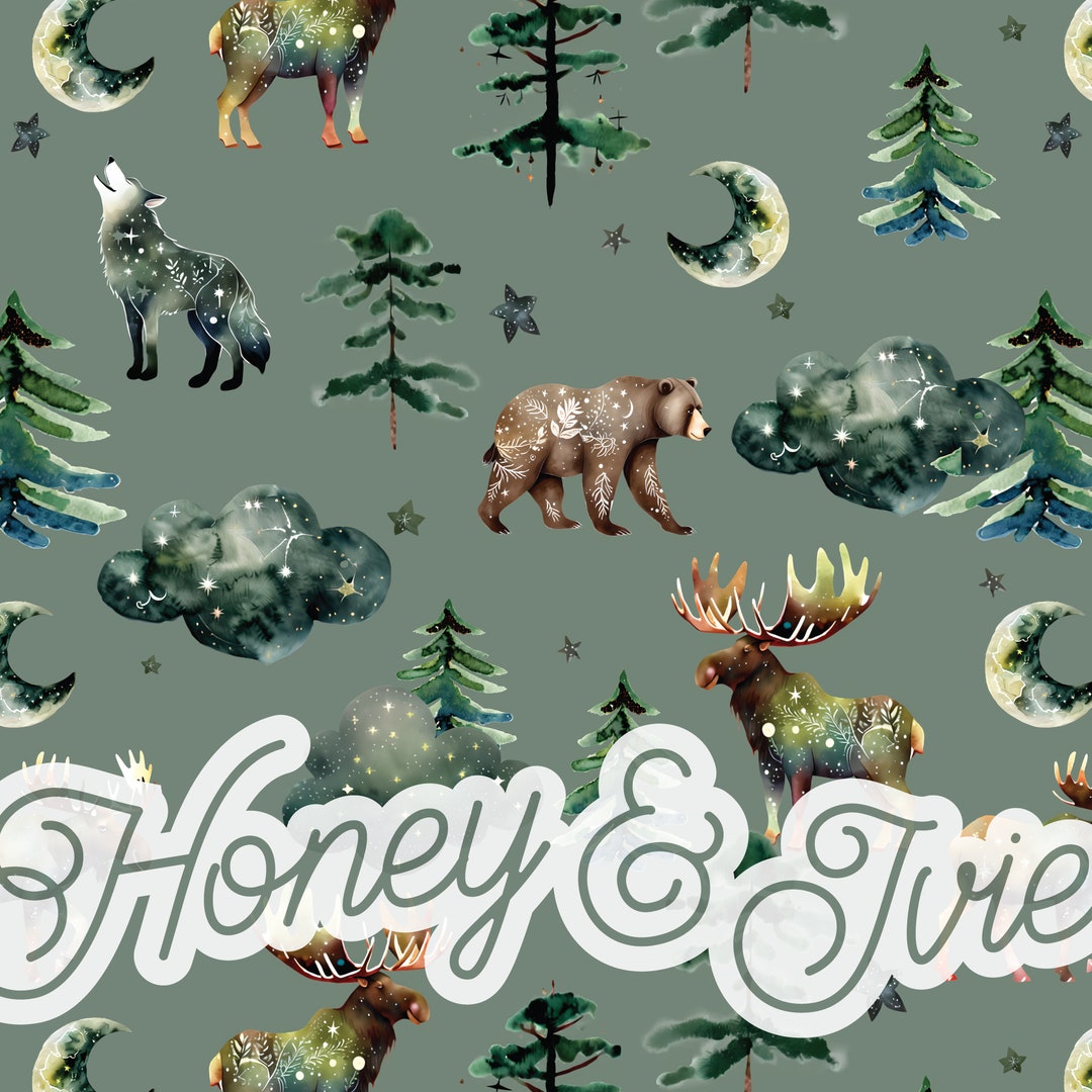 Folk Art Forest. Seamless. Digital Pattern. Seamless Pattern. Forest ...