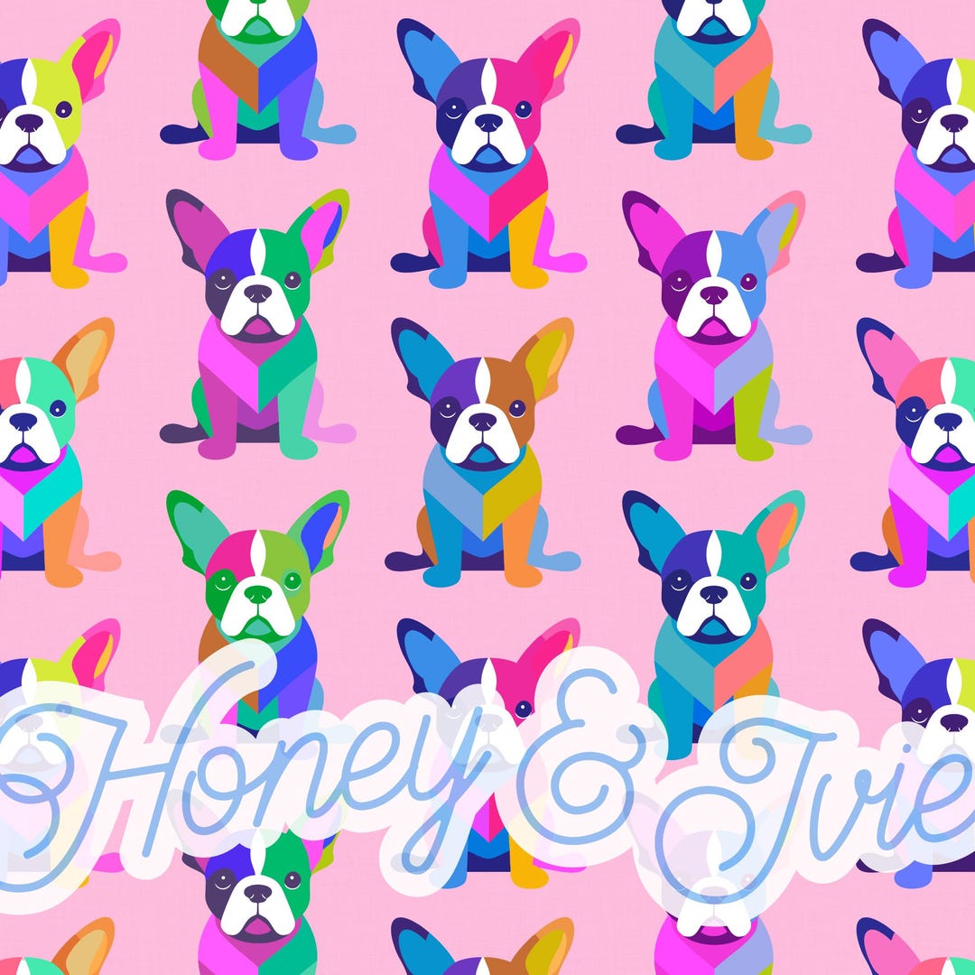 Pink Color Pop French Bulldogs. Frenchies. Bright. Colorful. Girl. Dogs ...