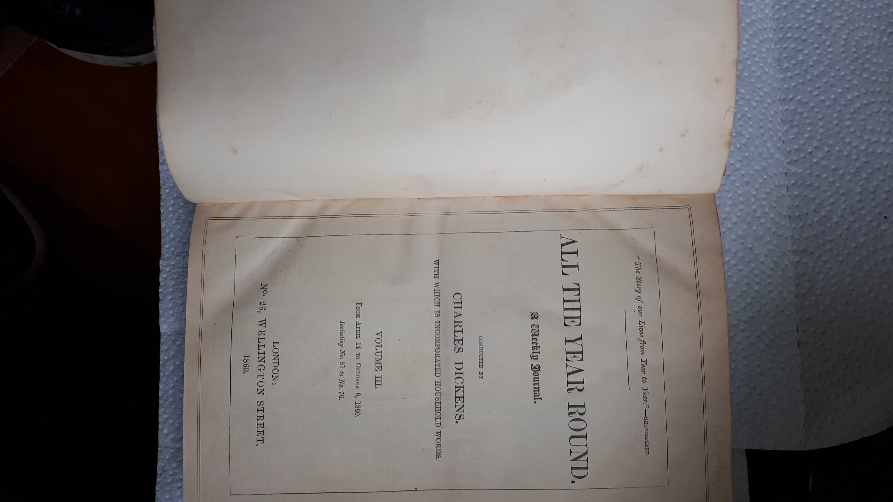 Rare Antique Leather First Edition 1860 Charles Dickens All the Year ...
