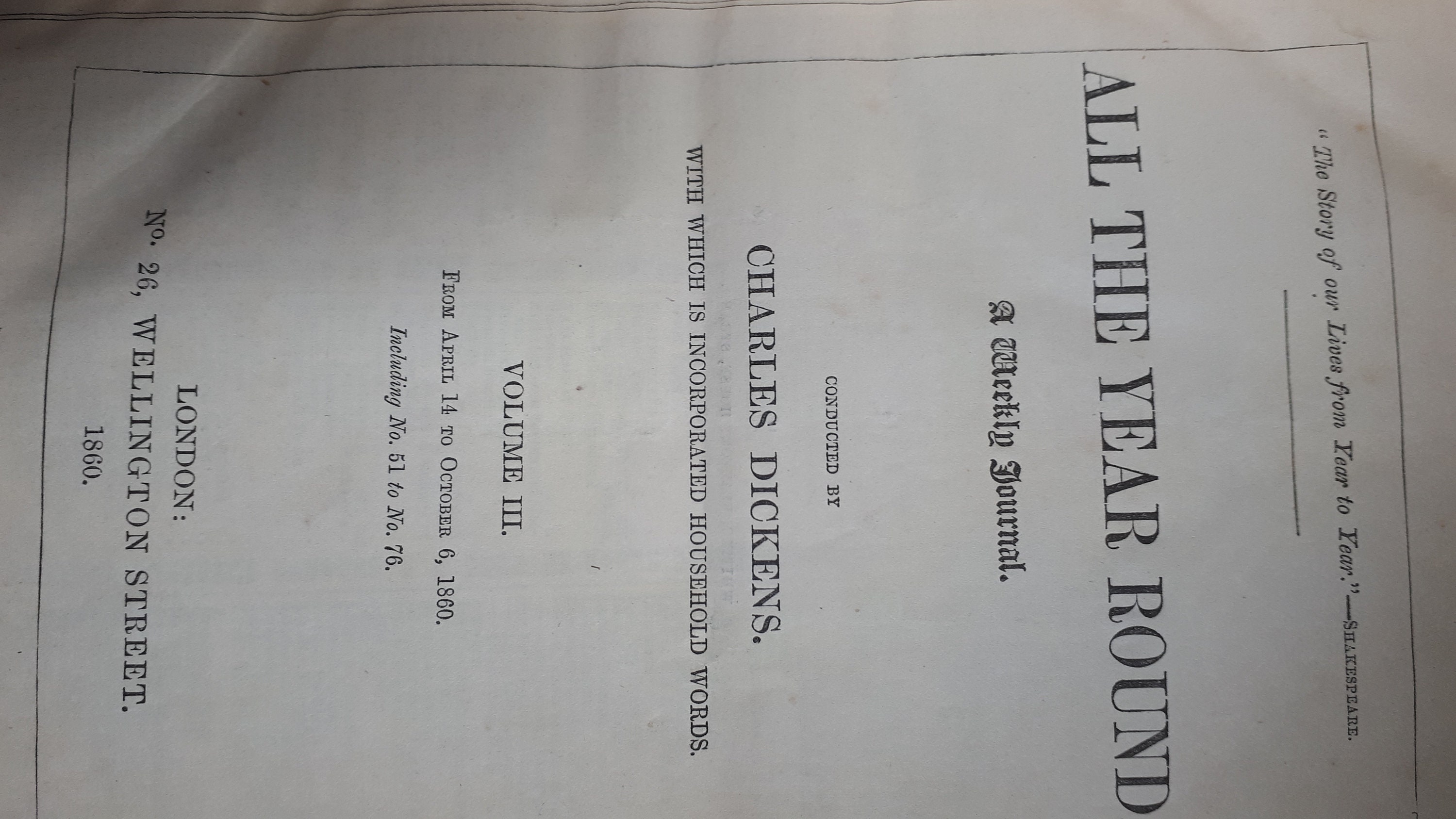 Rare Antique Leather First Edition 1860 Charles Dickens All the Year ...