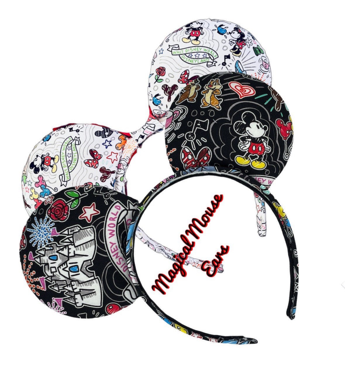 Sketchy Designer Inspired Park Rides Magical Mouse Ears - Etsy