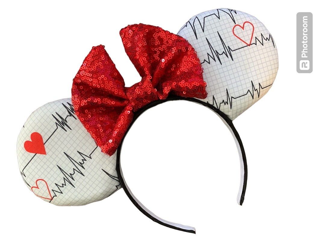 White EKG Medical Heartbeat Nurse EMT Doctor Magical Mouse Ears ...