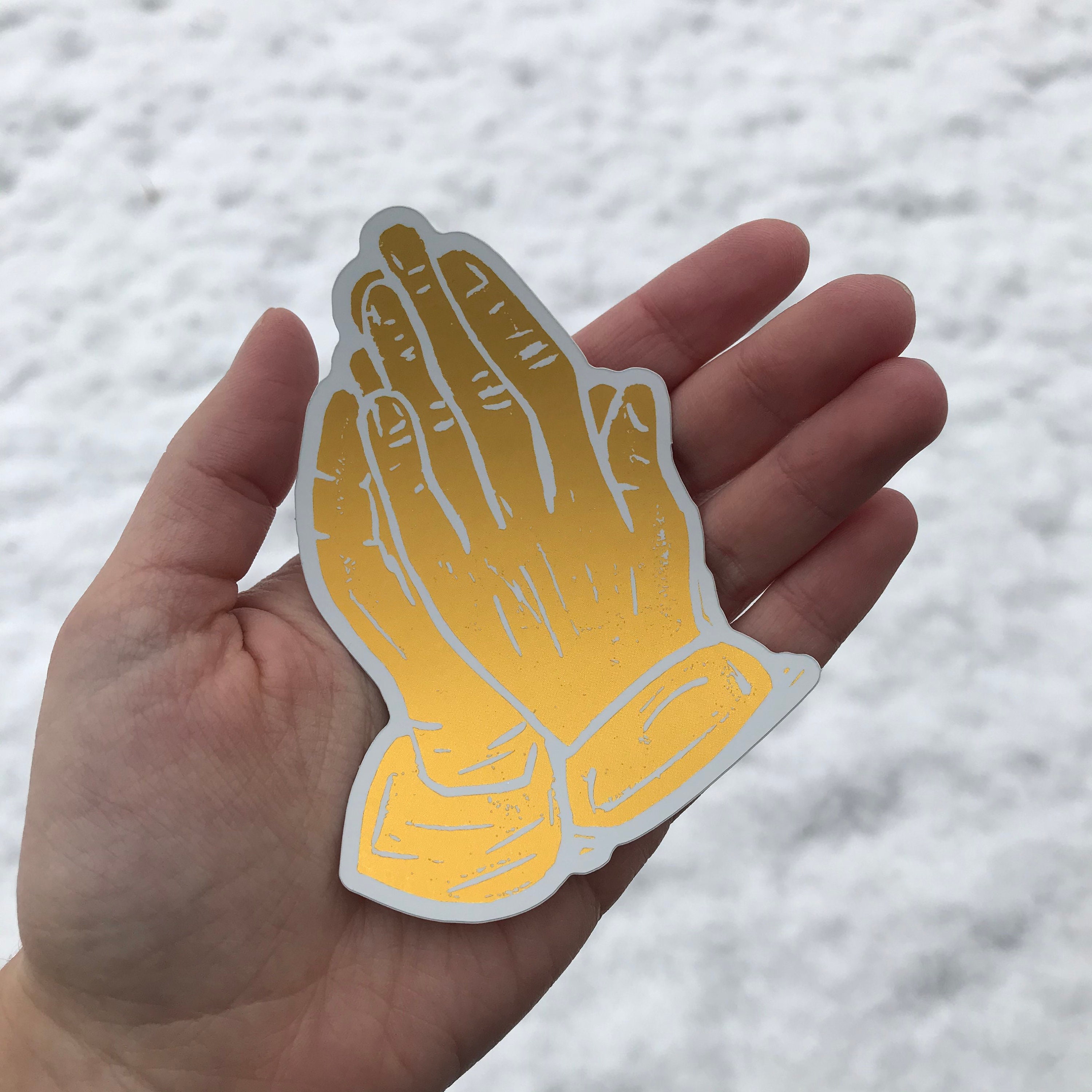 Metallic Gold Prayer Hands Sticker - Etsy